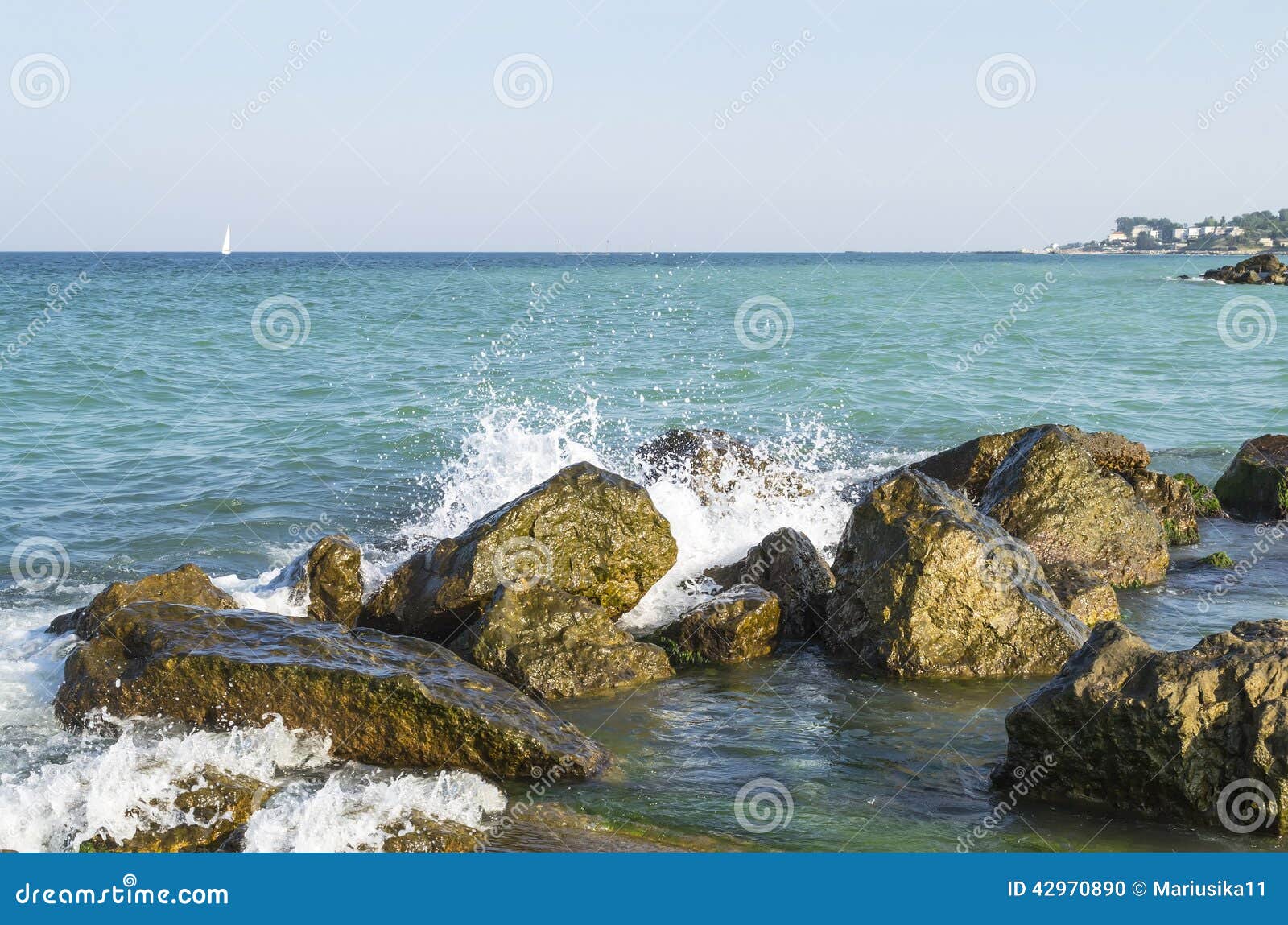 Marine rocks stock photo. Image of water, landscape, boat - 42970890