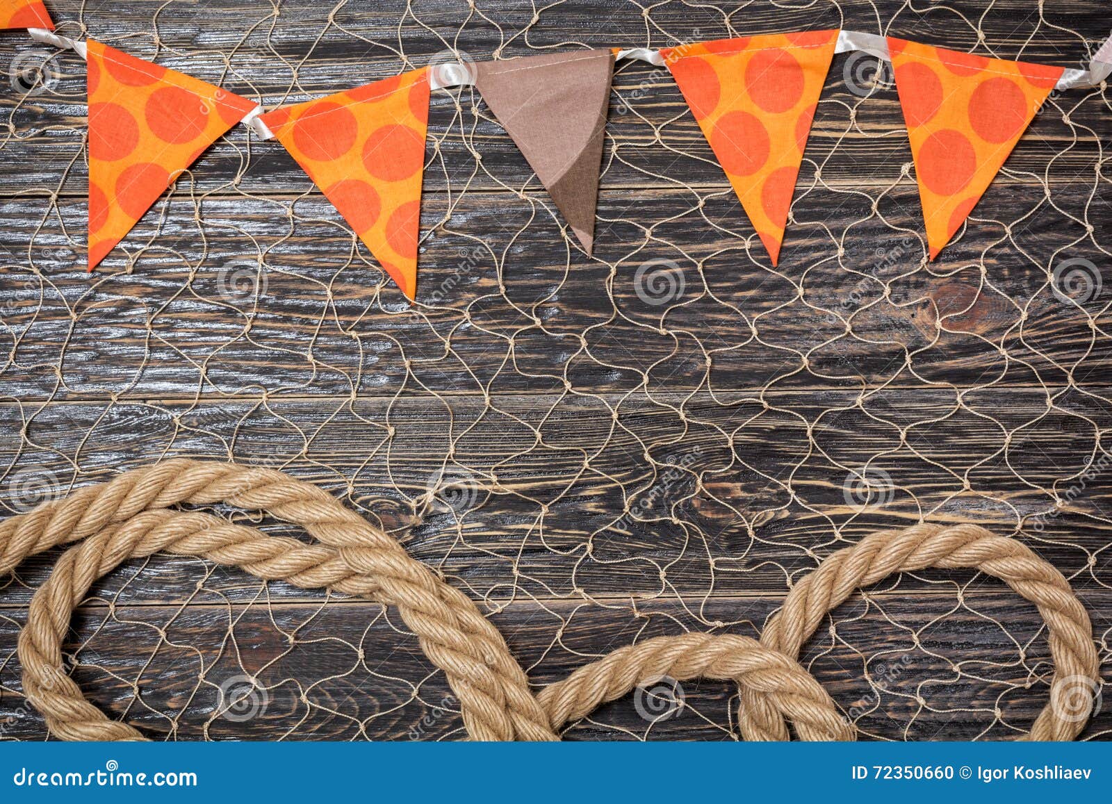 Marine Rope and Flags on Dark Boards Stock Photo - Image of rope ...