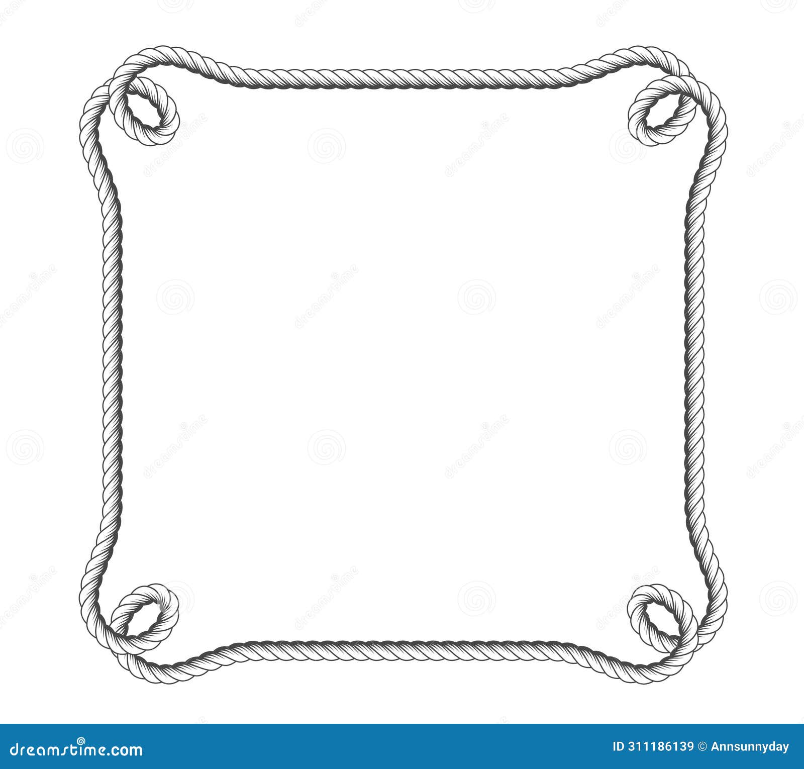 Marine Rope Frame With Loops In Corners, Square Nautical Frame With ...