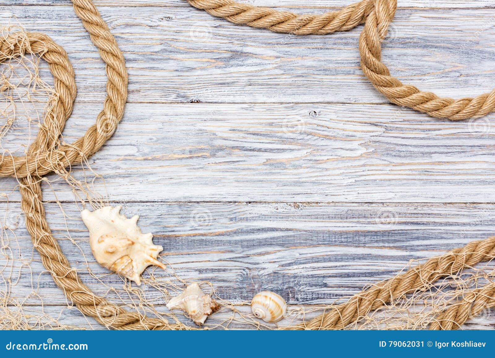 Marine Rope and Shell on White Boards Stock Image - Image of element ...