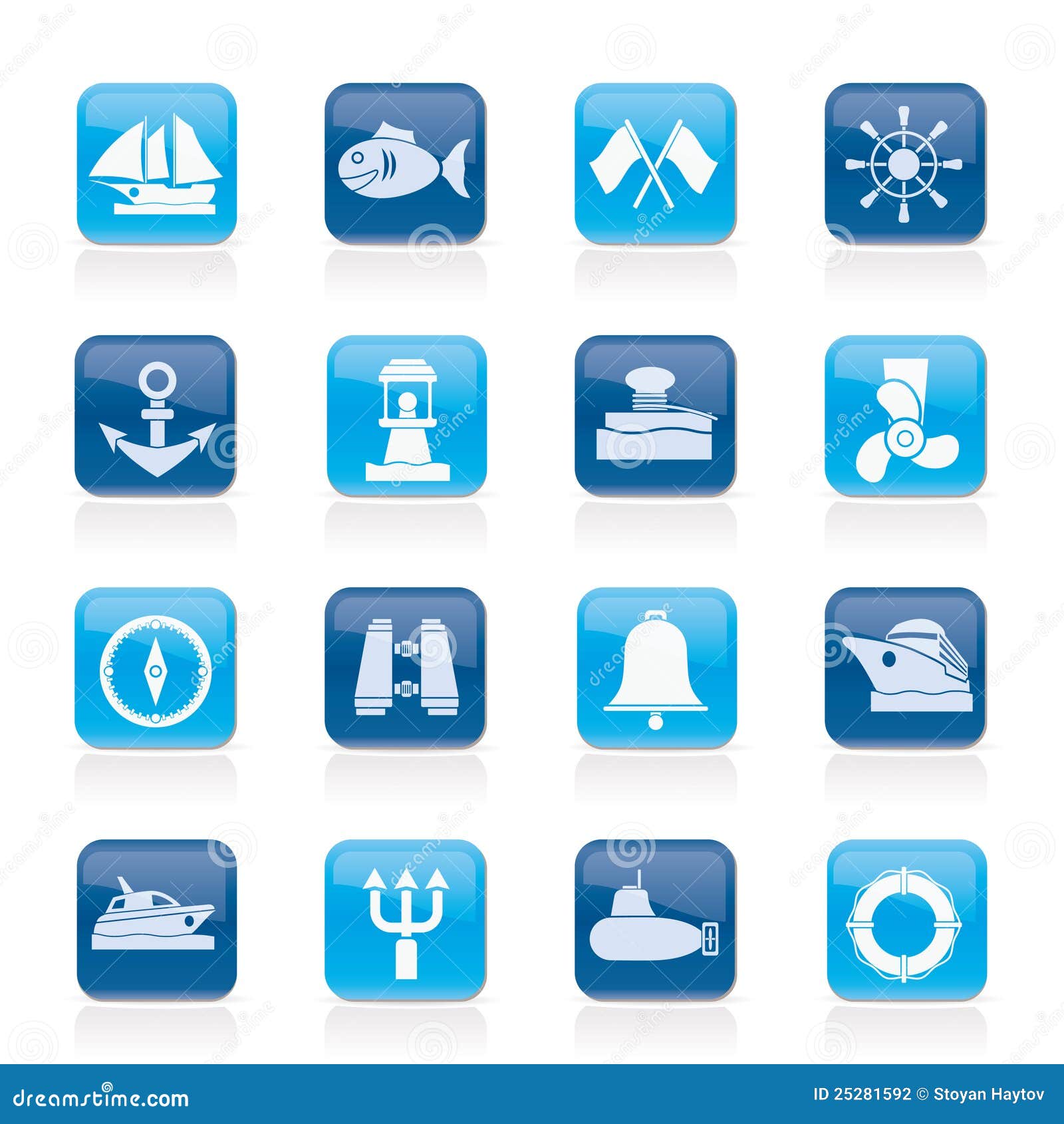 Marine, Sea and Nautical Icons Stock Vector - Illustration of nautical ...