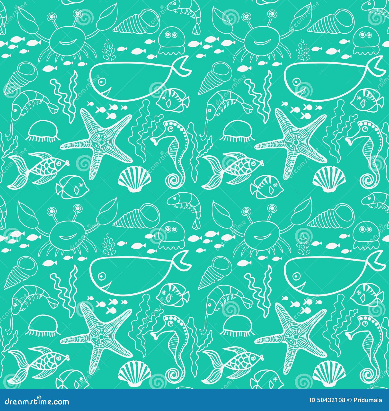 Marine Seamless Pattern, Endless Texture of Sea World Stock Vector ...