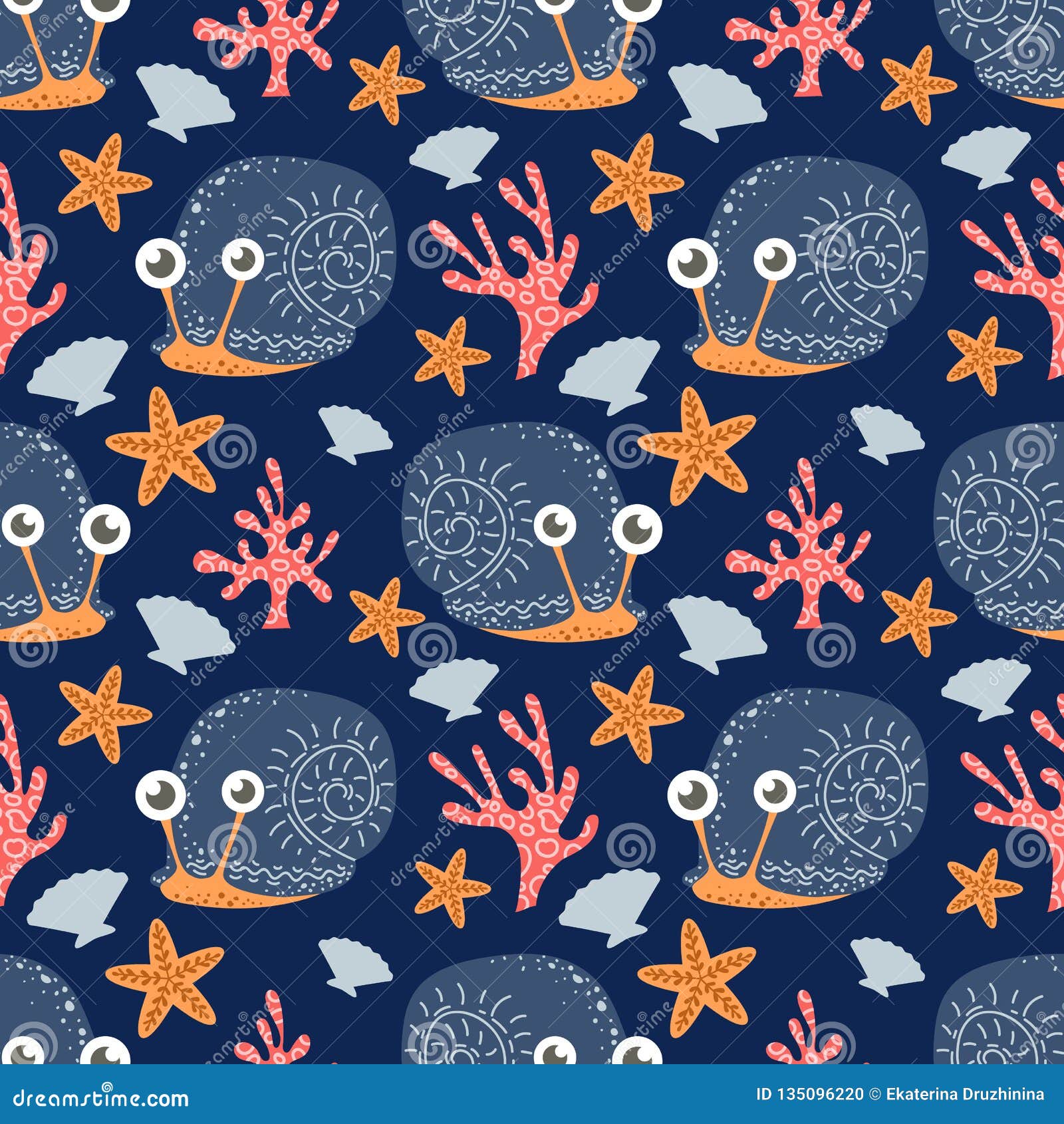 Marine seamless pattern stock vector. Illustration of isolated - 135096220