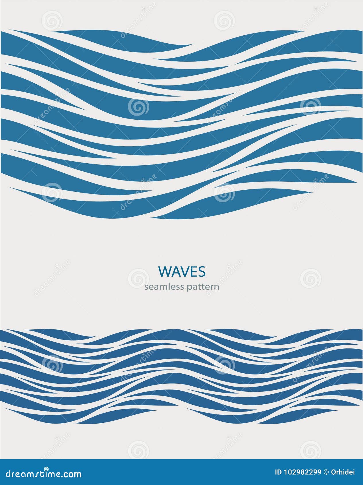 Marine Seamless Pattern with Stylized Blue Waves on a Light Background ...