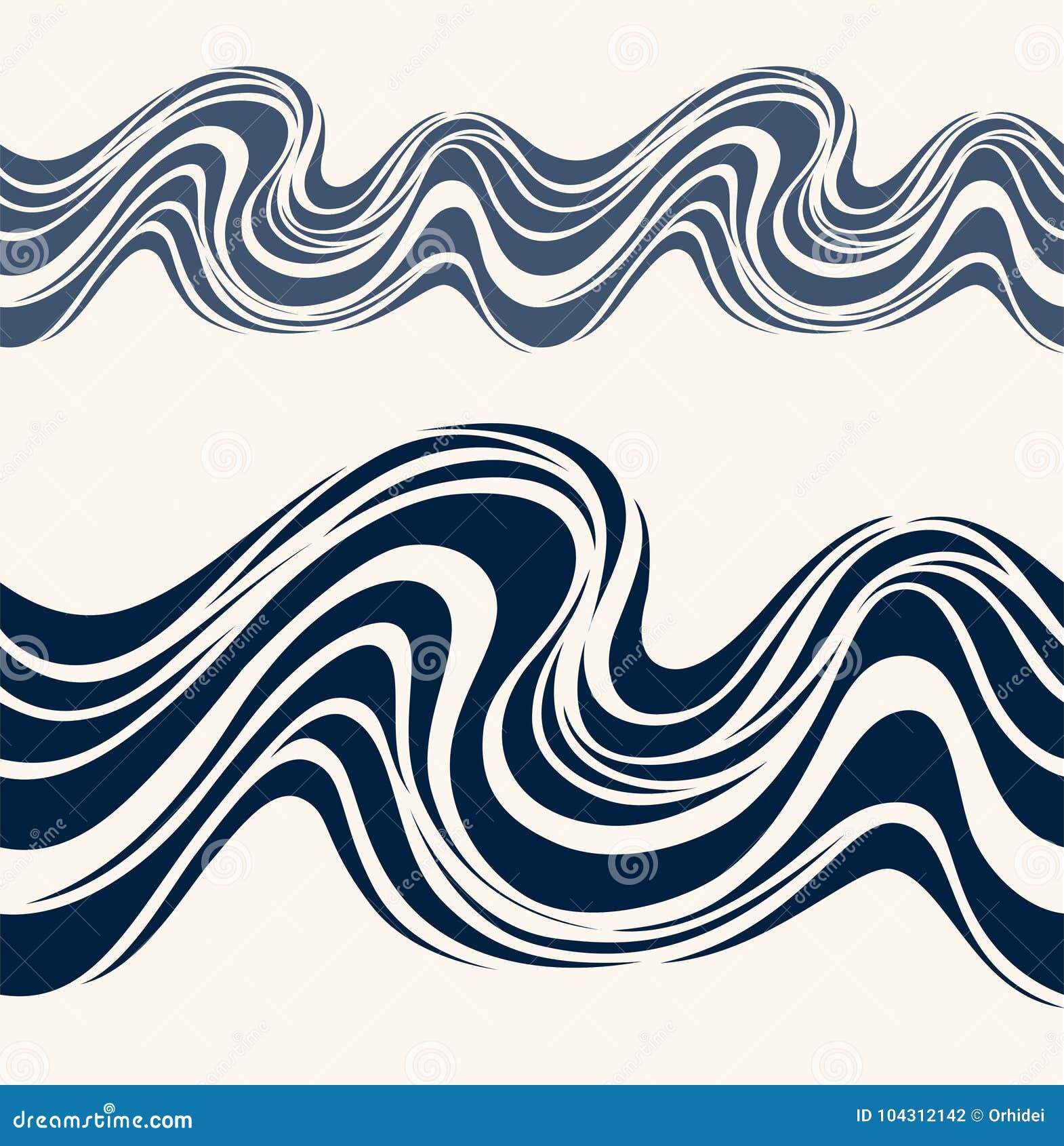 Marine Seamless Pattern with Stylized Blue Waves Stock Vector ...