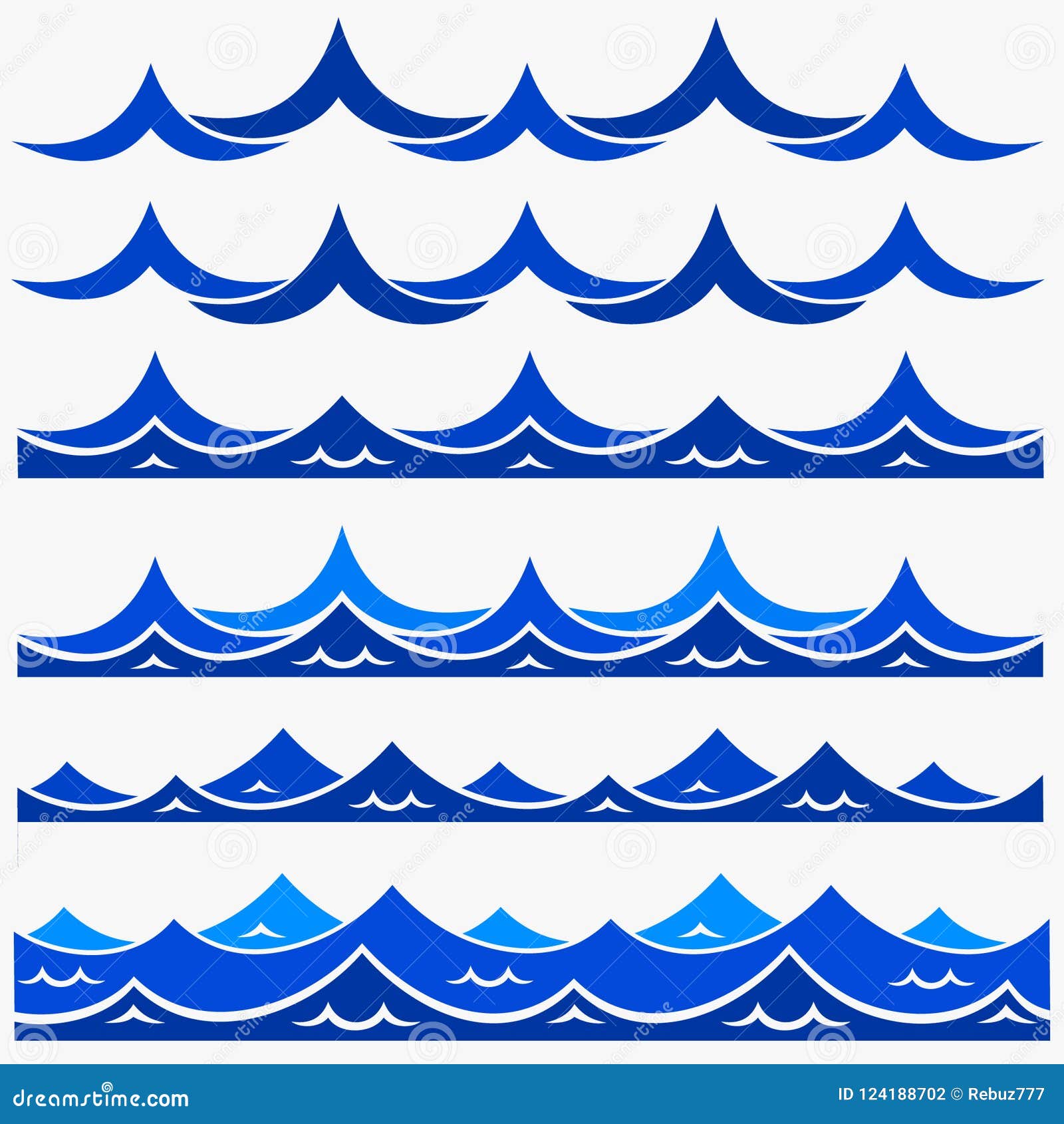 Marine Seamless Pattern with Stylized Blue Waves on a Light Background ...