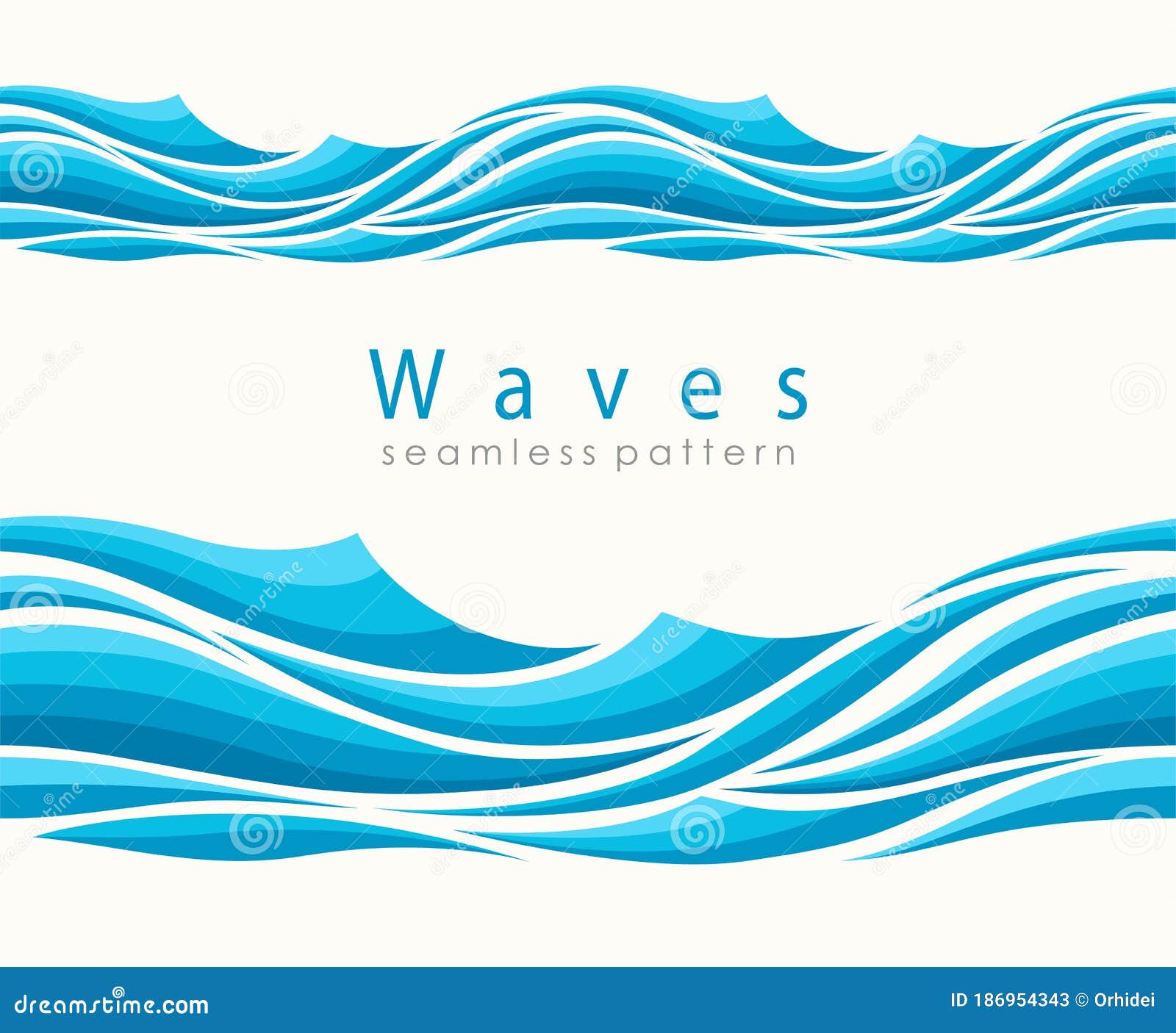 Marine Seamless Pattern With Stylized Waves On A Light Background