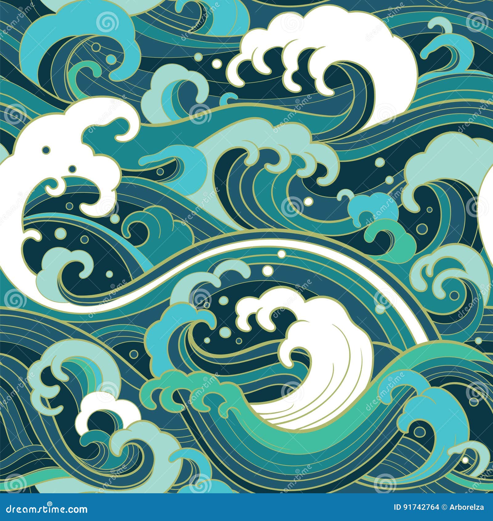 Marine Seamless Pattern with Water Waves Stock Vector - Illustration of ...