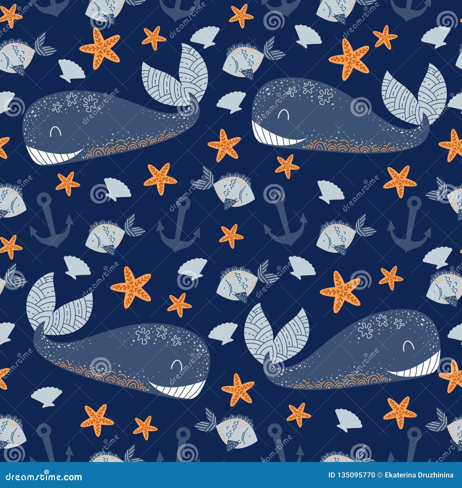 Marine seamless pattern stock vector. Illustration of marine - 135095770