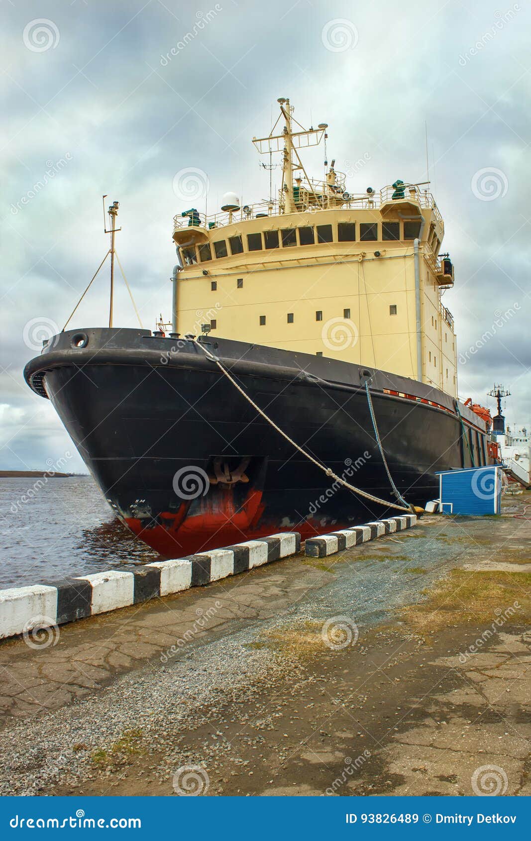 Marine Ship on the Dock Front View Stock Image - Image of mode, pushing ...