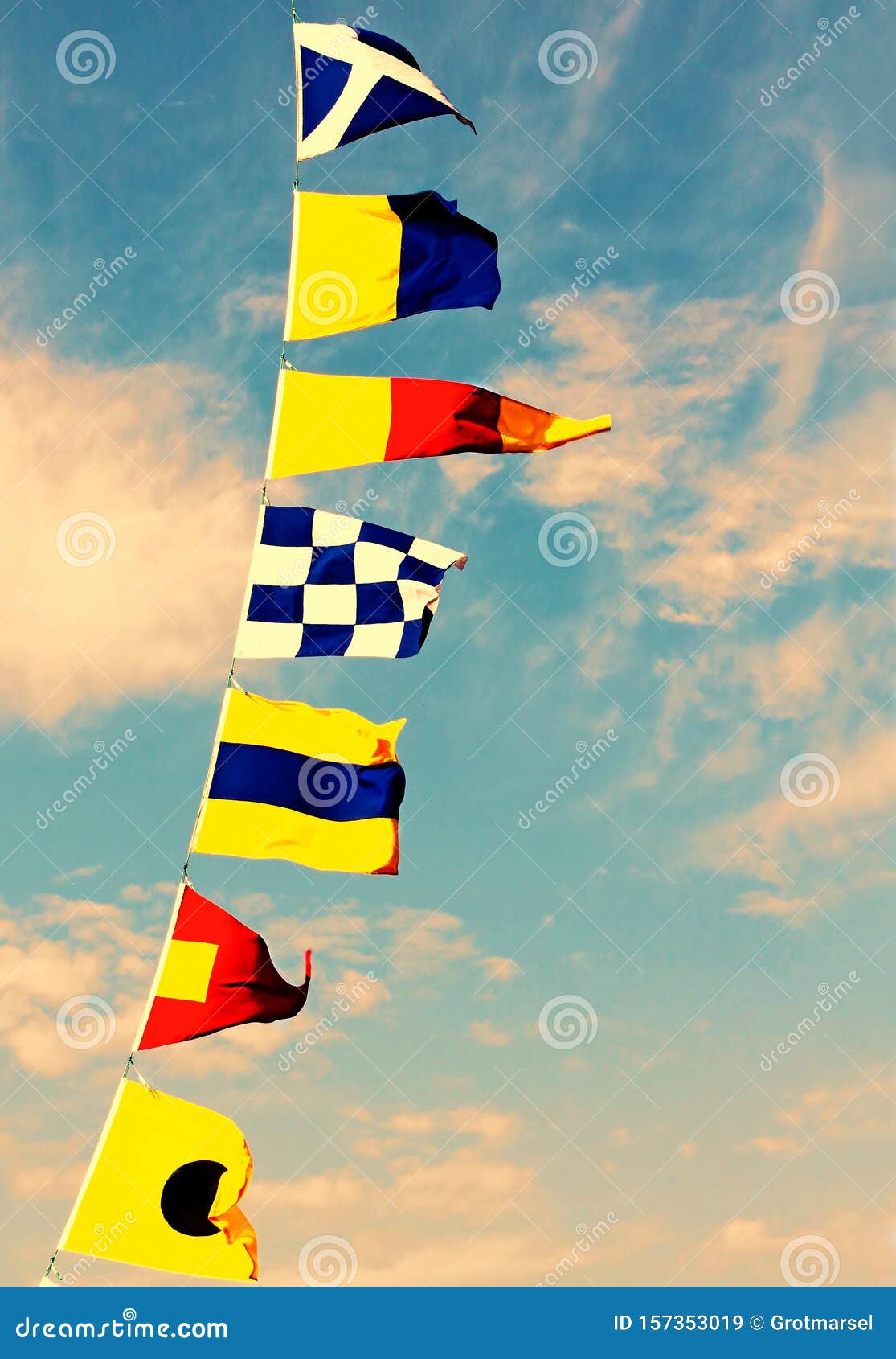 Marine Signal Flags on a Dramatic Sky Backround Stock Image - Image of ...