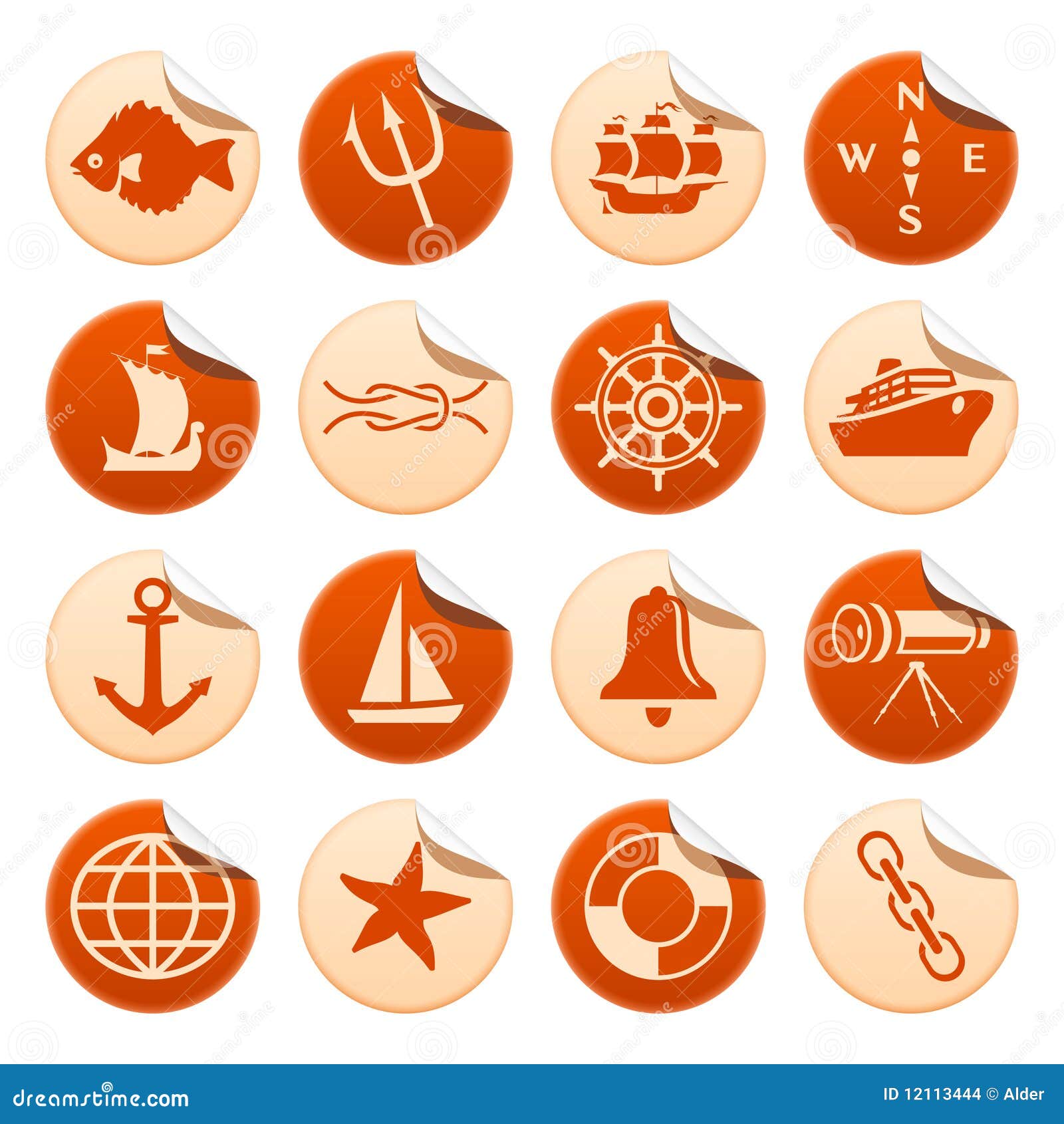 Marine stickers stock vector. Illustration of collection - 12113444