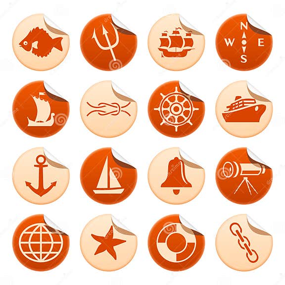 Marine stickers stock vector. Illustration of collection - 12113444