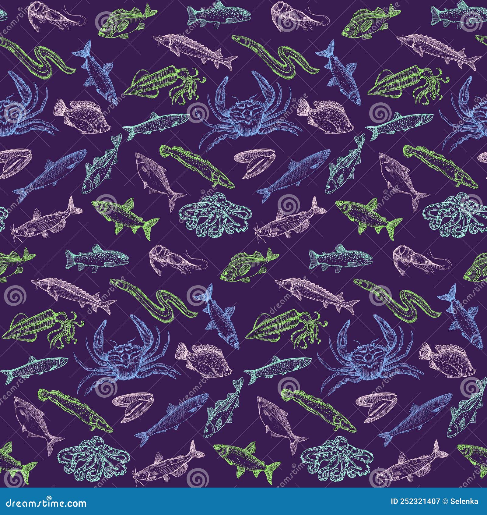 Crustaceans Set Of Vector Illustrations In Flat Design Isolated On ...