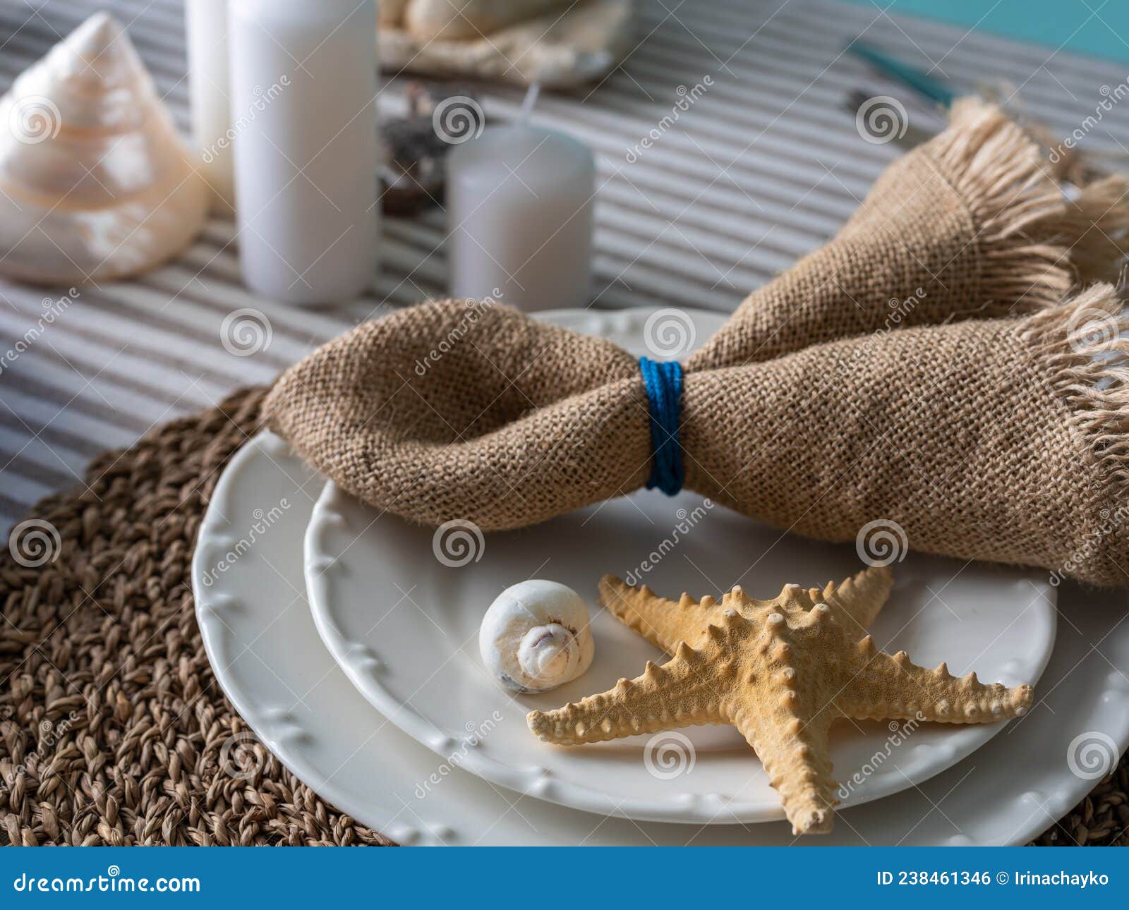 Marine Style in the Interior, Table Setting in a Sea Style Stock Photo ...