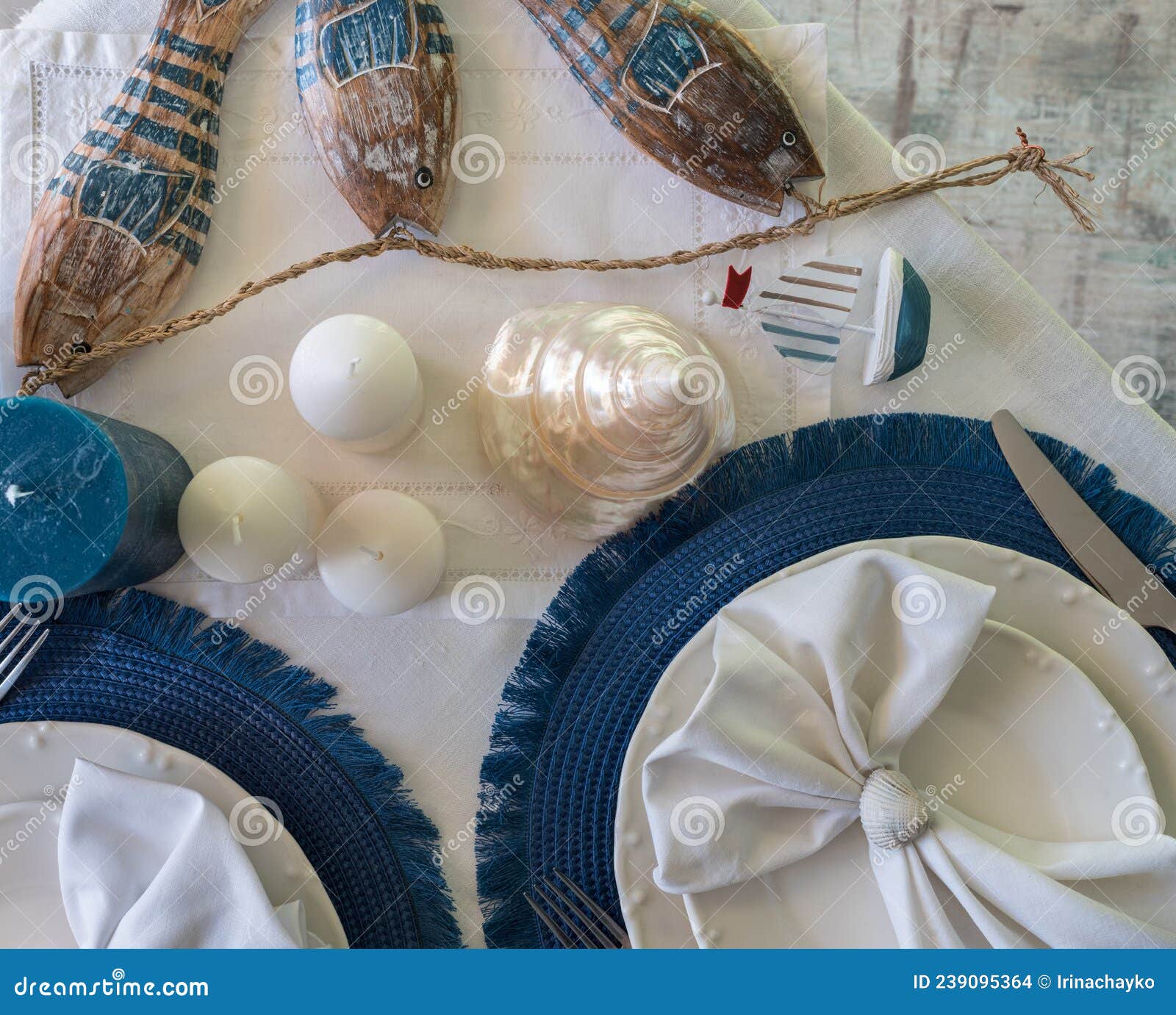 Marine Style in the Interior, Table Setting in a Sea Style Stock Photo ...