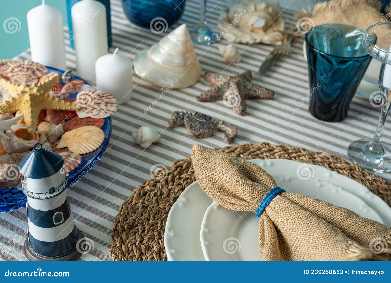 Marine Style in the Interior, Table Setting in a Sea Style Stock Image ...