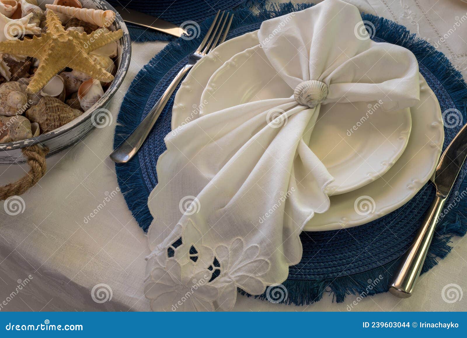 Marine Style in the Interior, Table Setting in a Sea Style Stock Photo ...