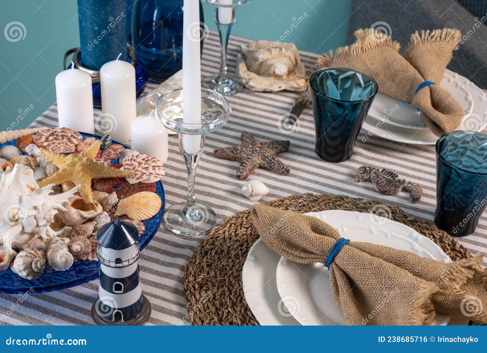 Marine Style in the Interior, Table Setting in a Sea Style Stock Photo ...