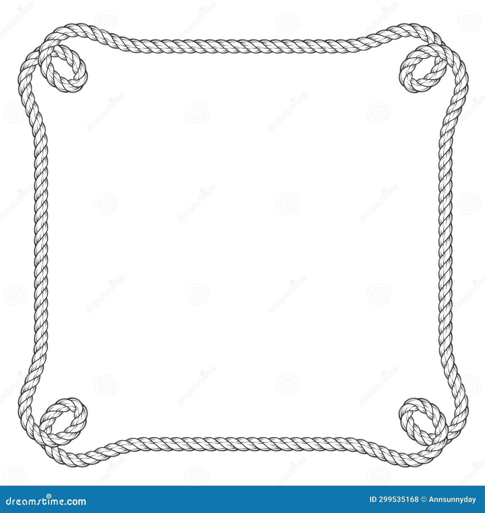 Marine Style Square Rope Frame with Loops in Corners, Nautical Towline ...