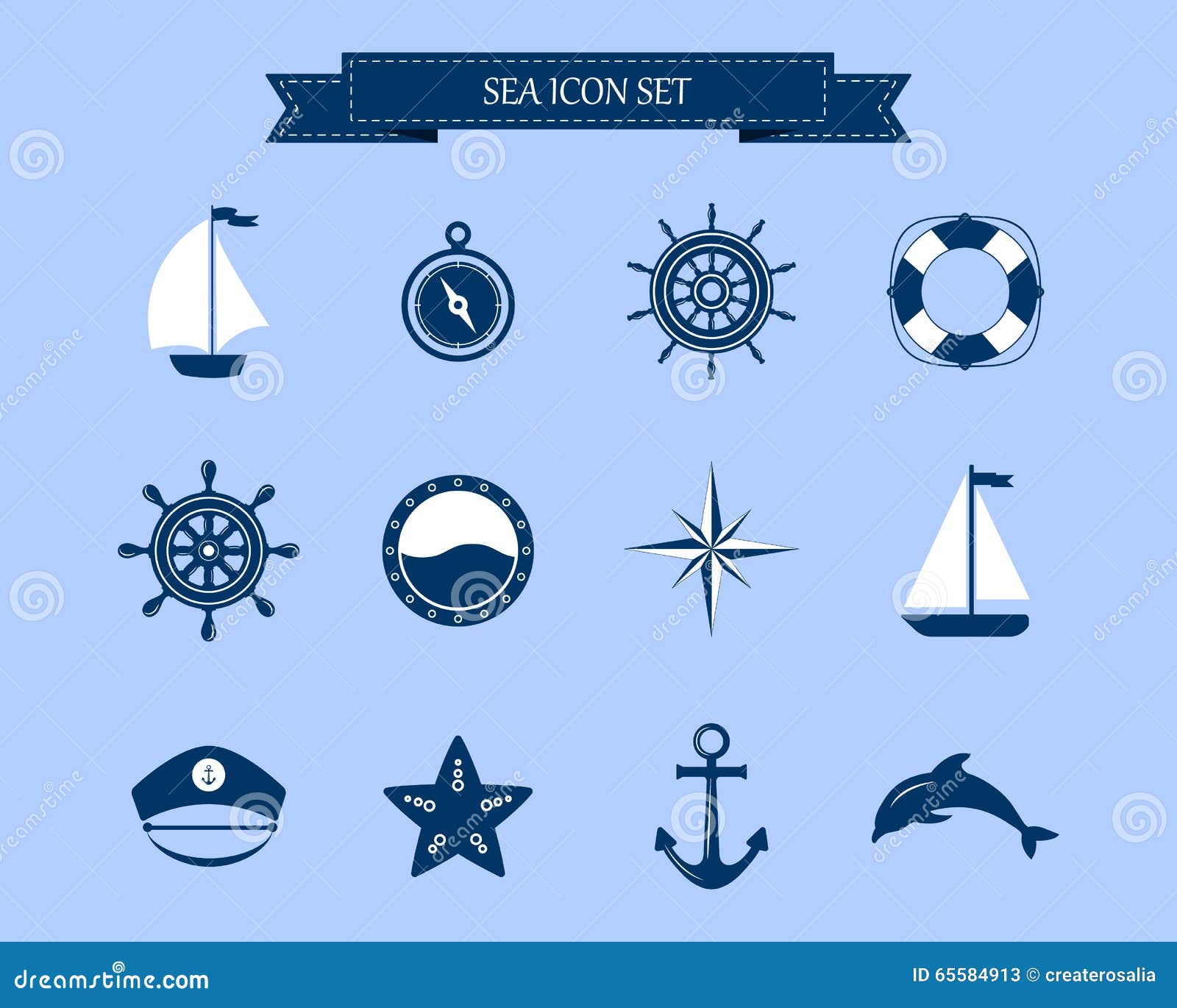 Marine Symbol Elementos Náuticos Do Projeto Ilustração do Vetor ...