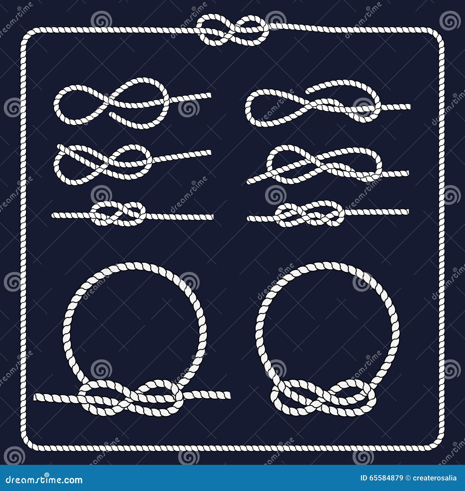 Marine symbol. Rope knots. stock vector. Illustration of cordage - 65584879