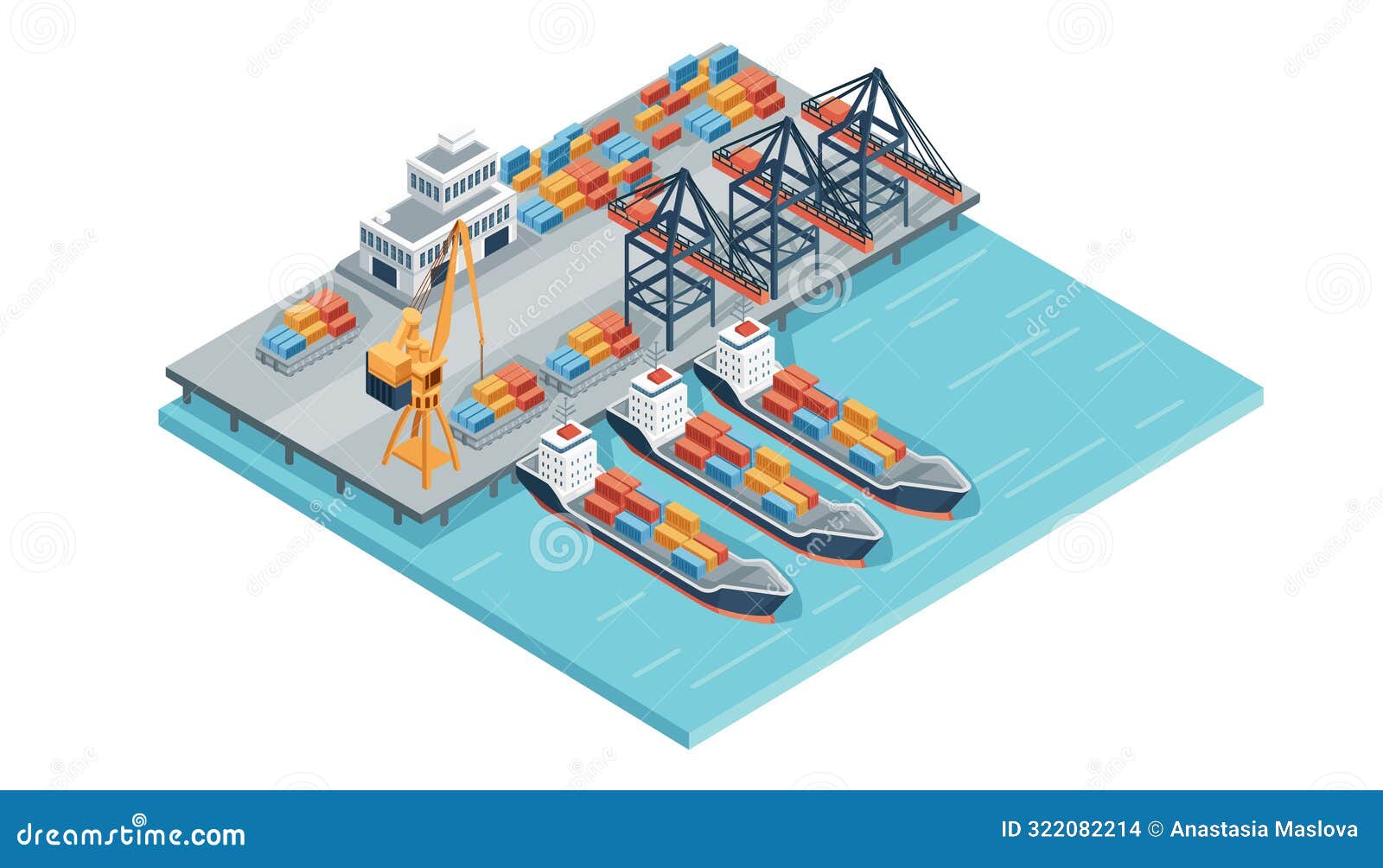 Marine Terminal with Cargo Ships and Cargo Crane Freight Forwarding ...