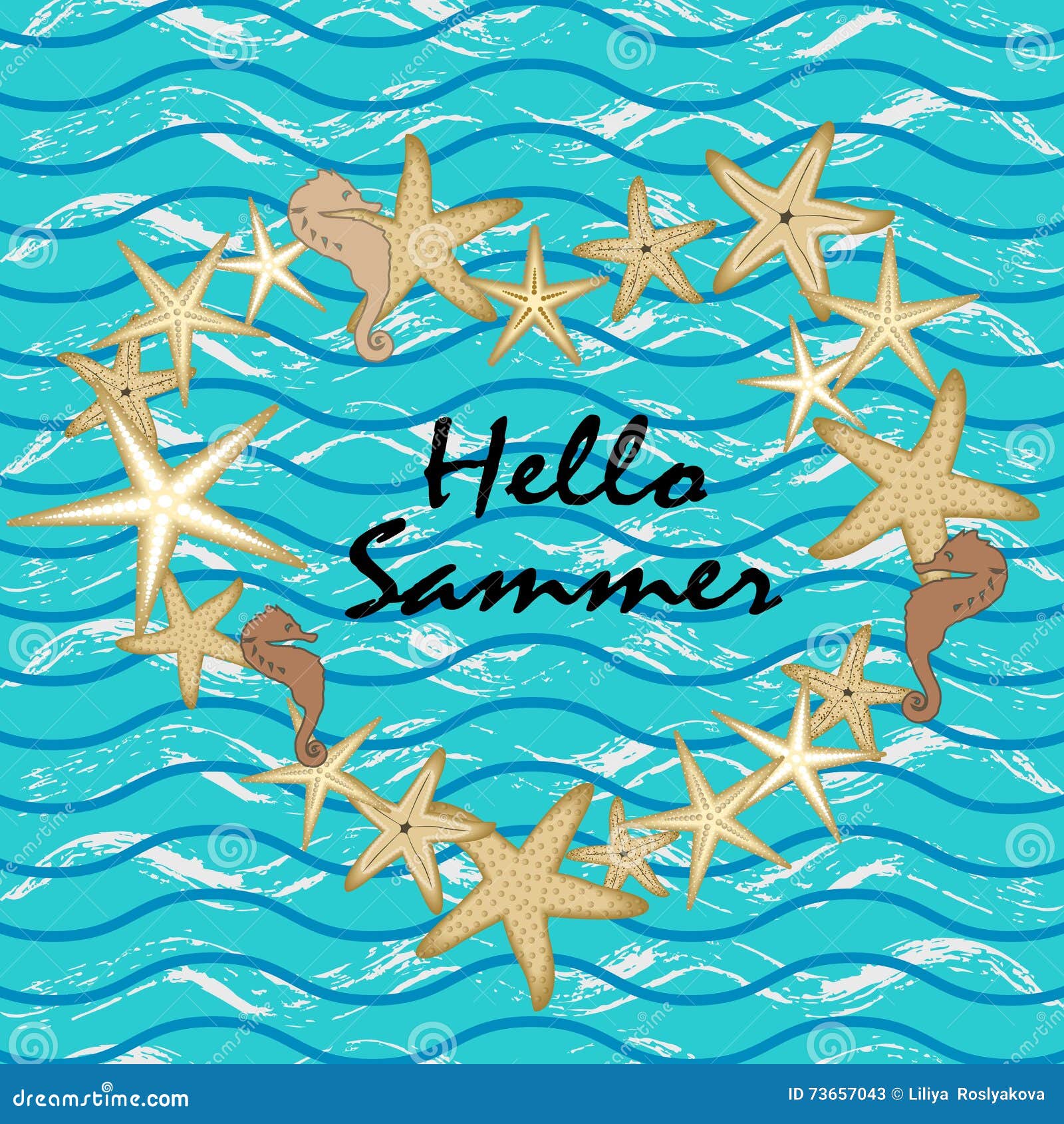 Marine Theme. Starfish on a Blue Background Stock Vector - Illustration ...