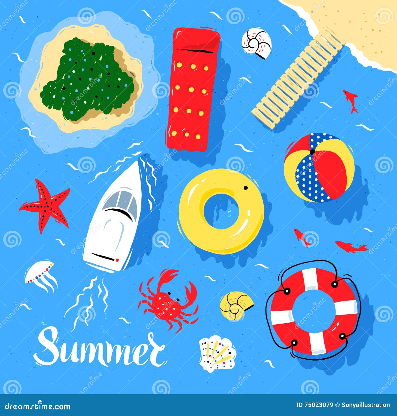 Marine top view vector set stock vector. Illustration of summer - 75023079