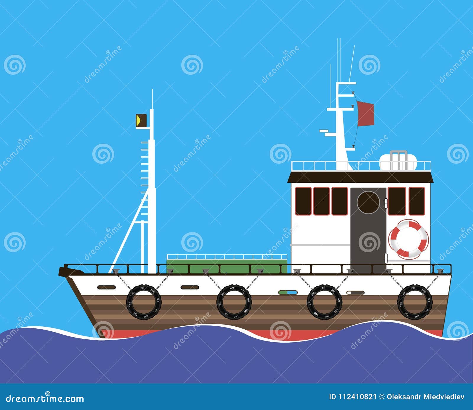 Marine towing ship stock vector. Illustration of boat - 112410821