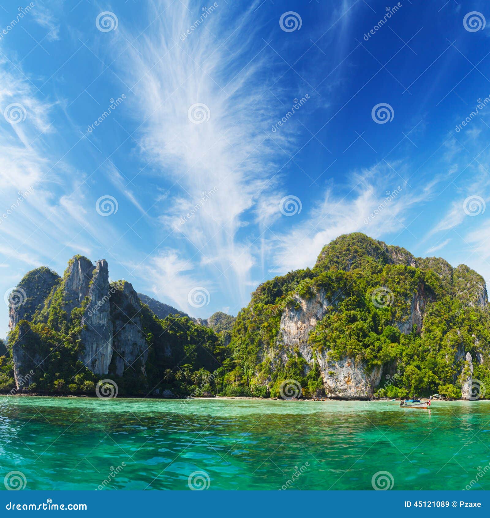 Marine Tropical Landscape with Limestone Cliffs. Thailand Stock Image ...
