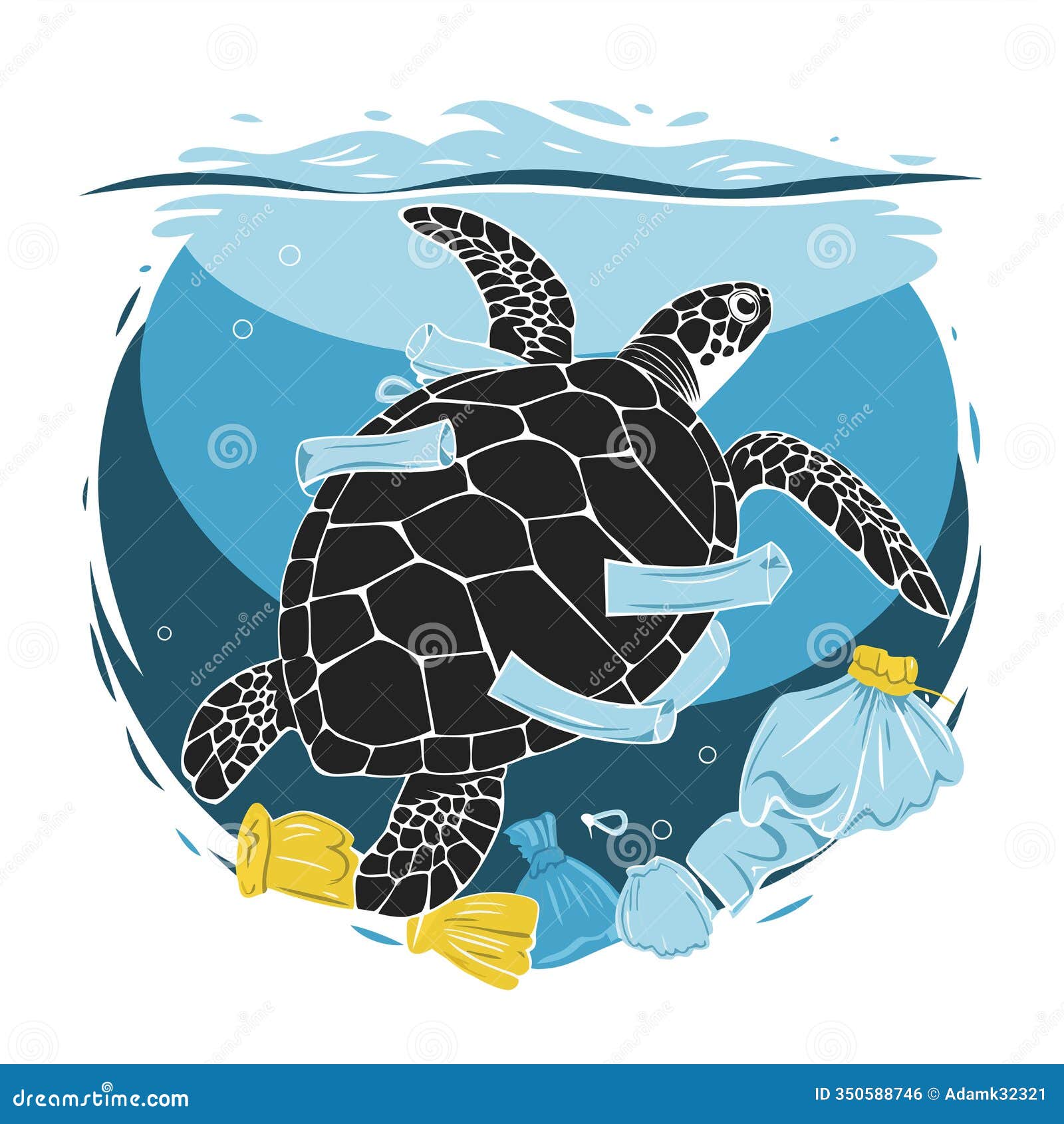 Marine Turtle Entangled In Ocean Plastic Pollution Environmental Impact ...