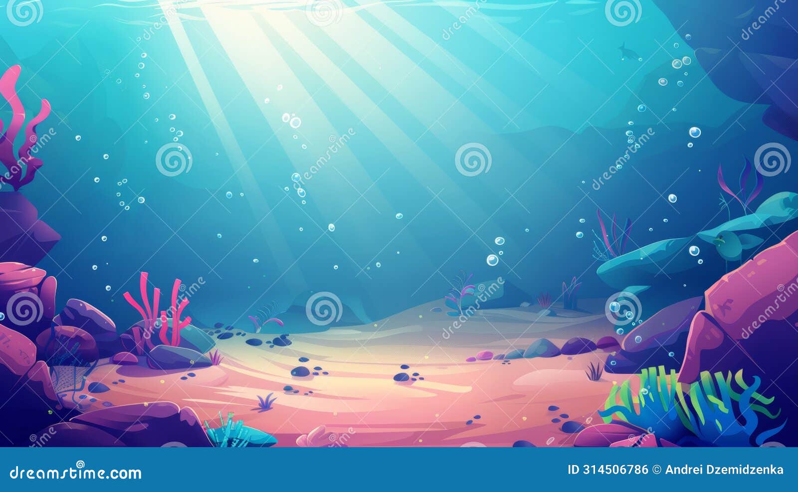 Marine Undersea Area Modern Logo with Ocean Underwater Background ...
