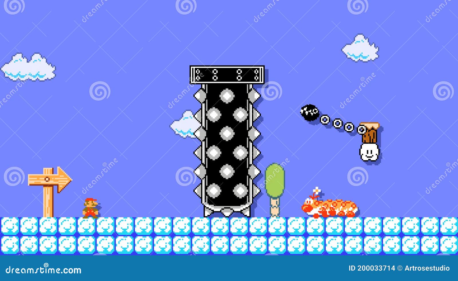 Mario in the Sky, Art of Super Mario Bros Classic Video Game, Pixel ...