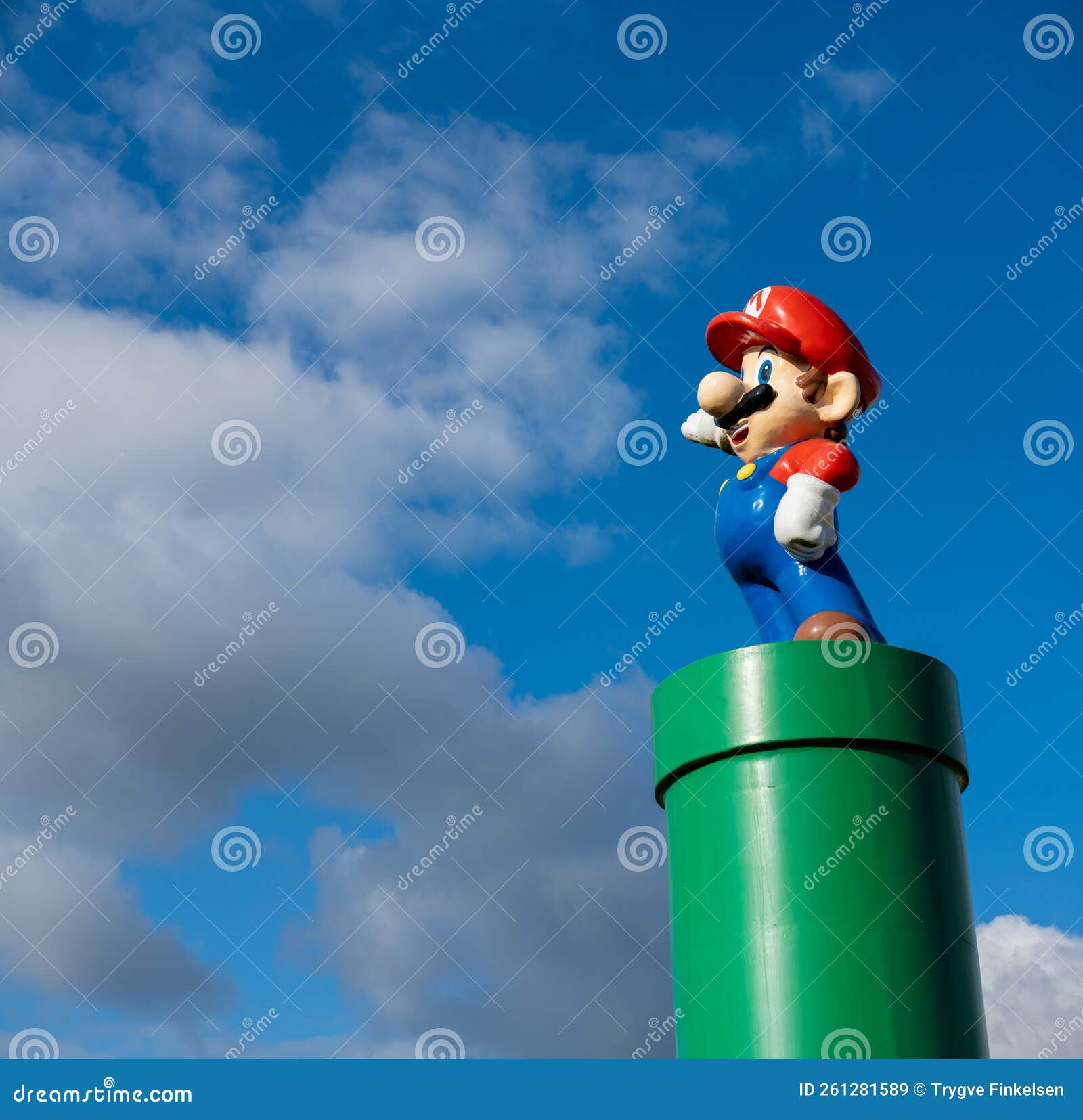 Mario Statue on Top of a Green Pipe.. Editorial Stock Image - Image of ...