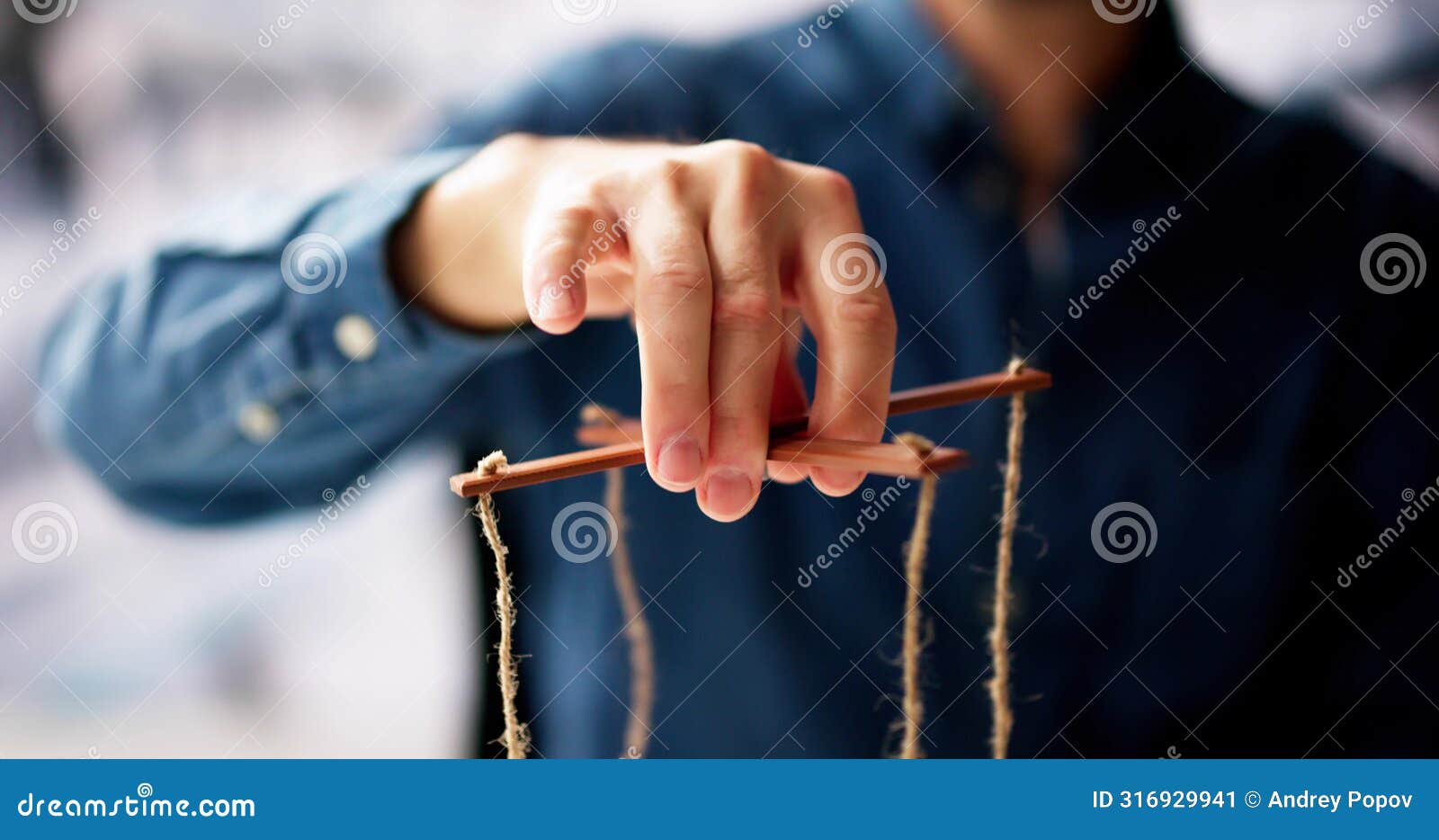 Marionette Manipulation with Hand Holding Strings Stock Image - Image ...