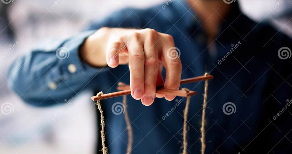 Marionette Manipulation with Hand Holding Strings Stock Image - Image ...