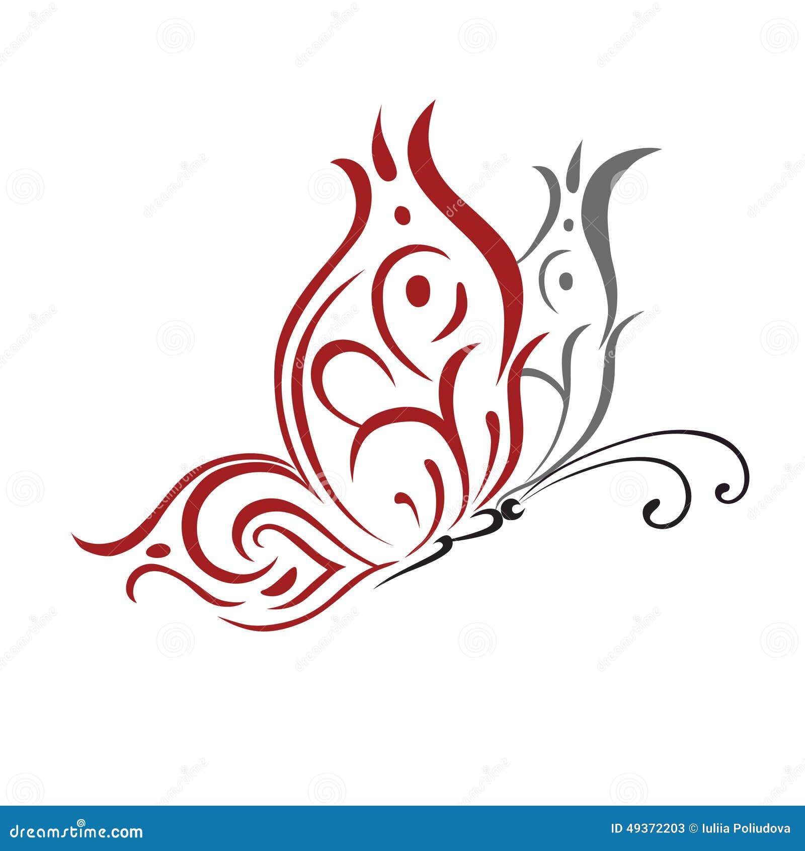 Mariposa Abstracta Adornada De La Silueta Stock de ilustración ...