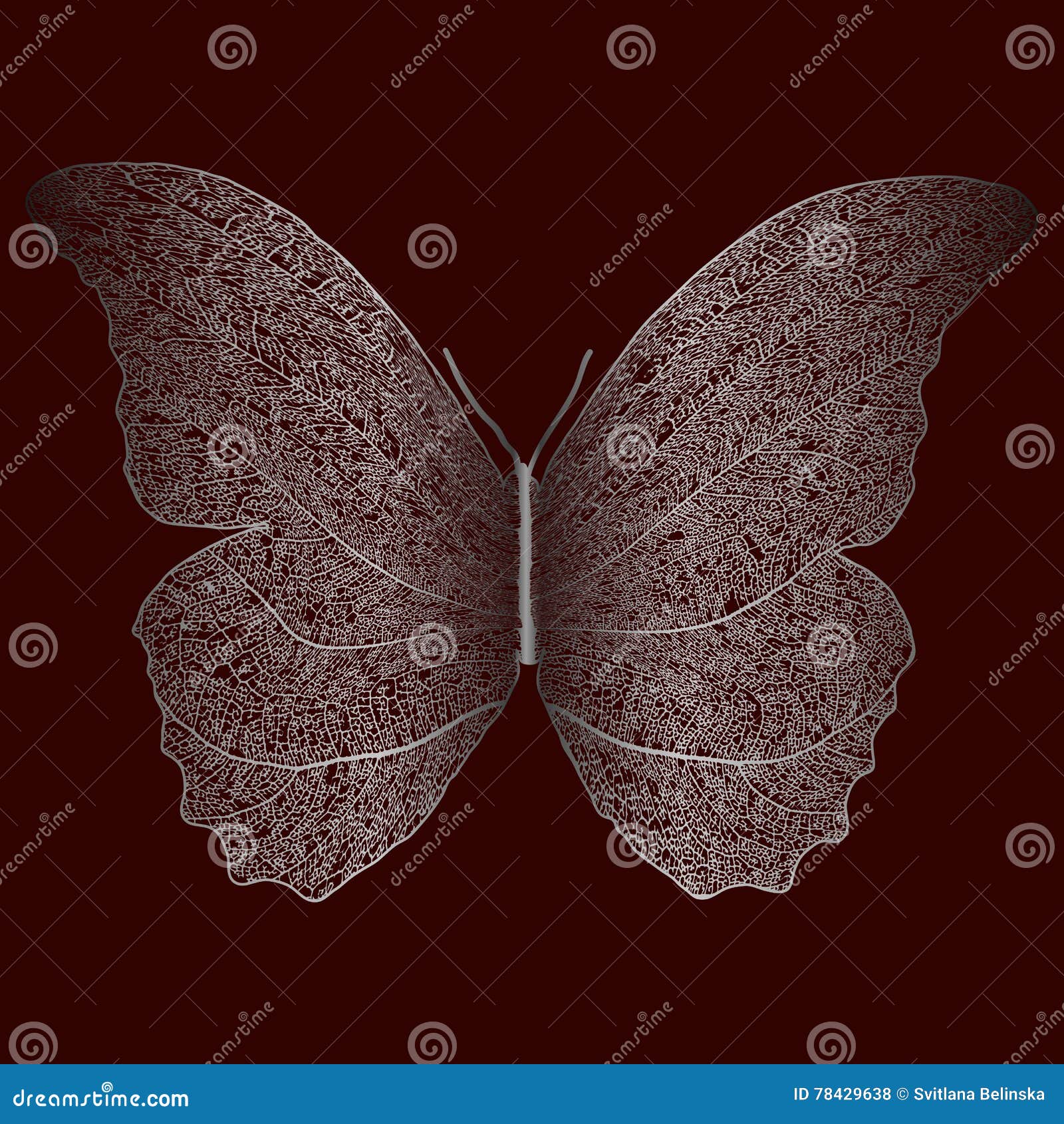 Mariposa Esquelética Combinada Con La Hoja Seca Ilustración del Vector ...