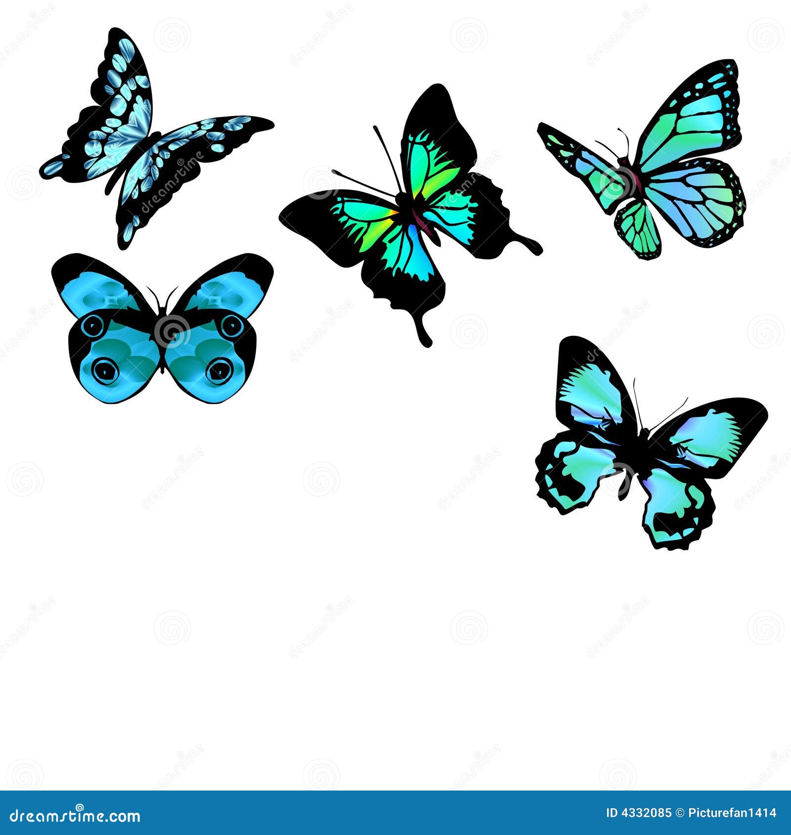 Mariposas azules stock de ilustración. Ilustración de multicolor - 4332085