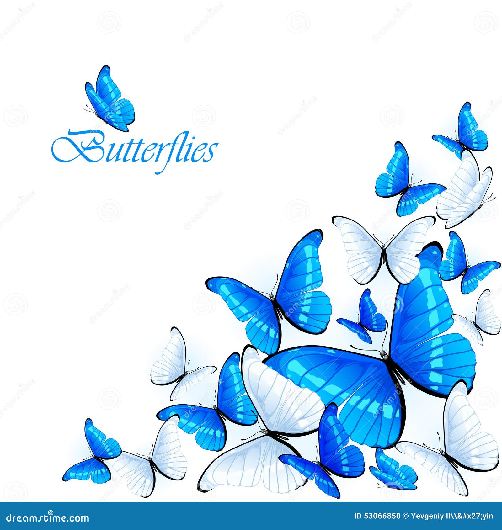 Mariposas azules ilustración del vector. Ilustración de blanco - 53066850
