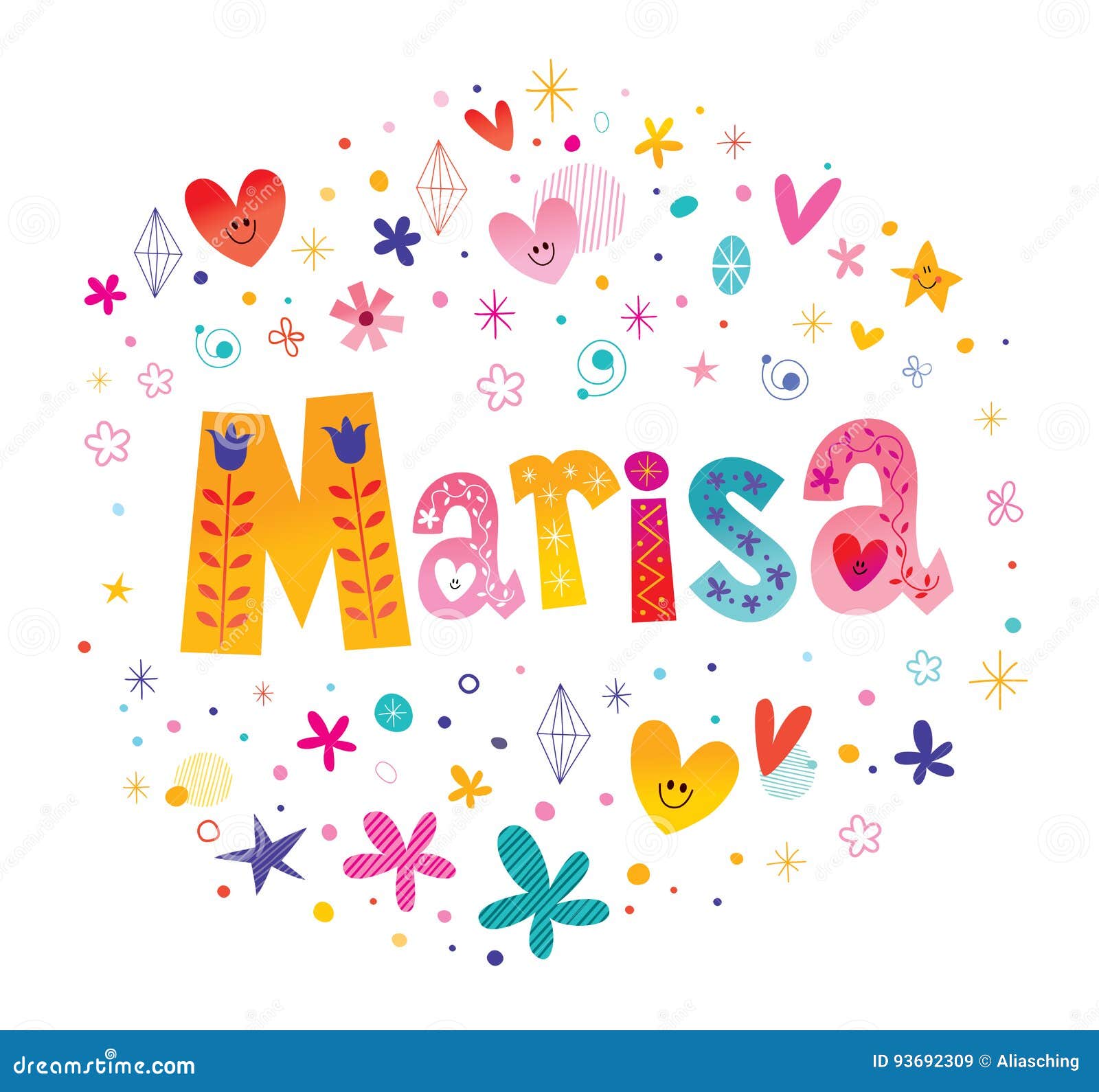 Marisa girls name stock vector. Illustration of text - 93692309