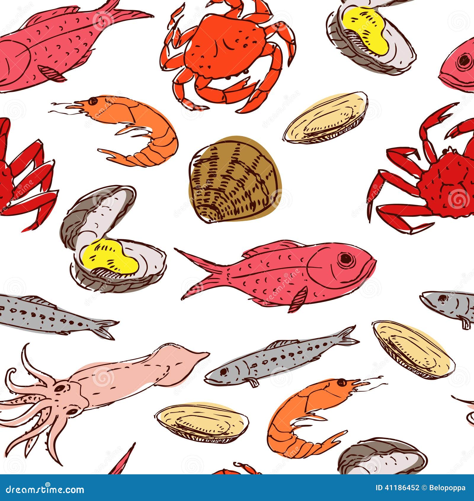 Marisco sem emenda ilustração do vetor. Ilustração de retro - 41186452