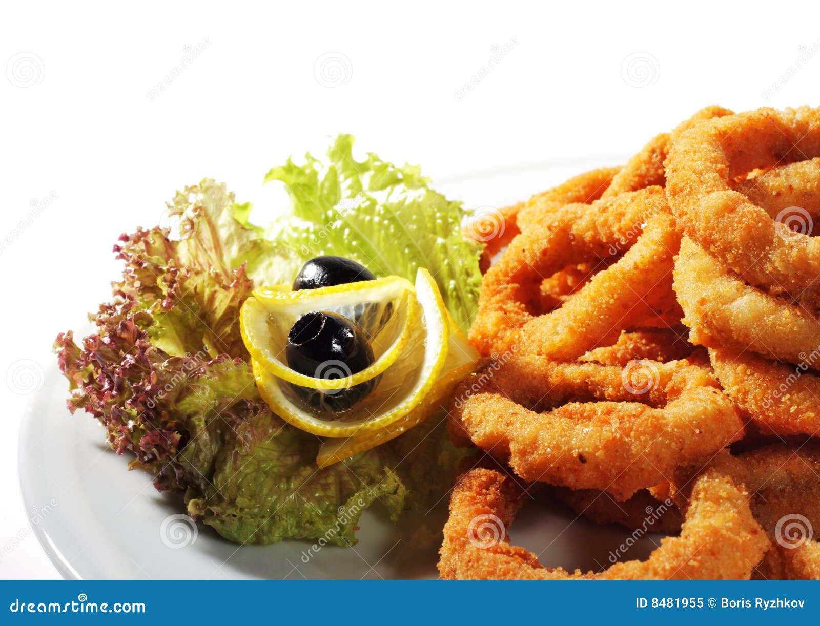 Mariscos - Calamari frito imagen de archivo. Imagen de aceitunas - 8481955