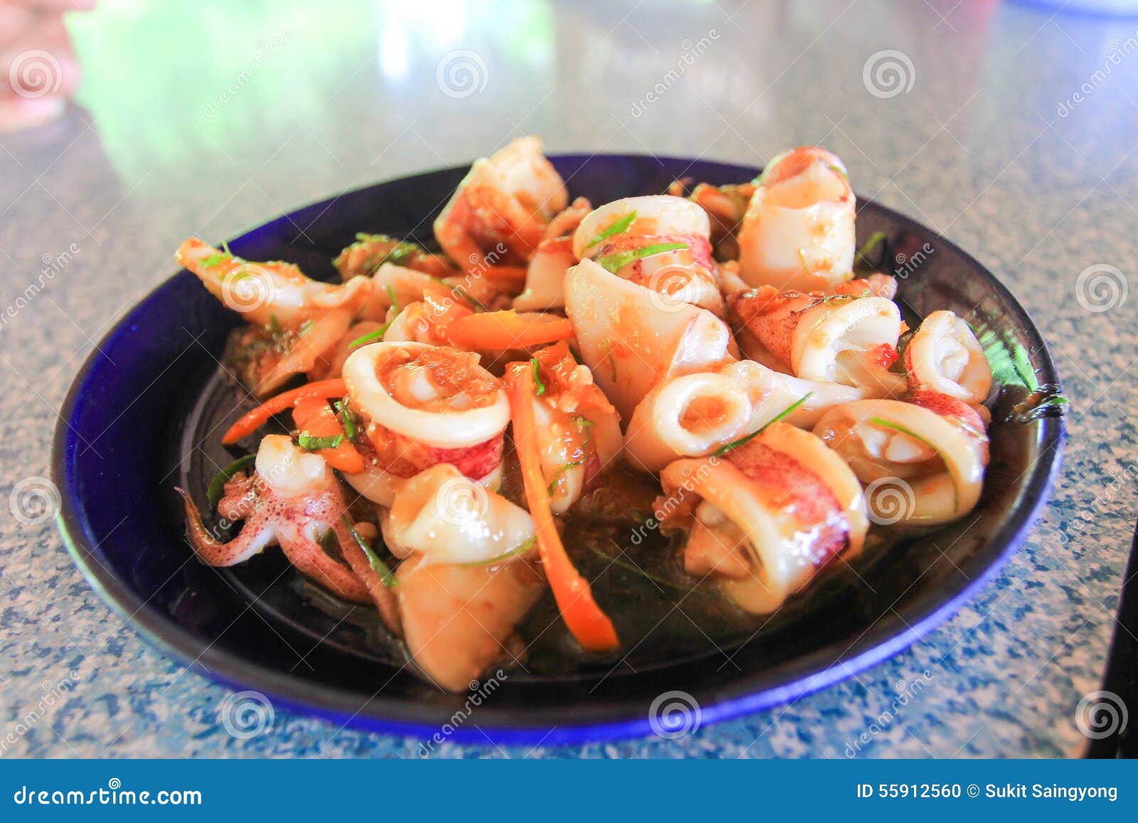Mariscos fritos pulpo foto de archivo. Imagen de tailandés - 55912560