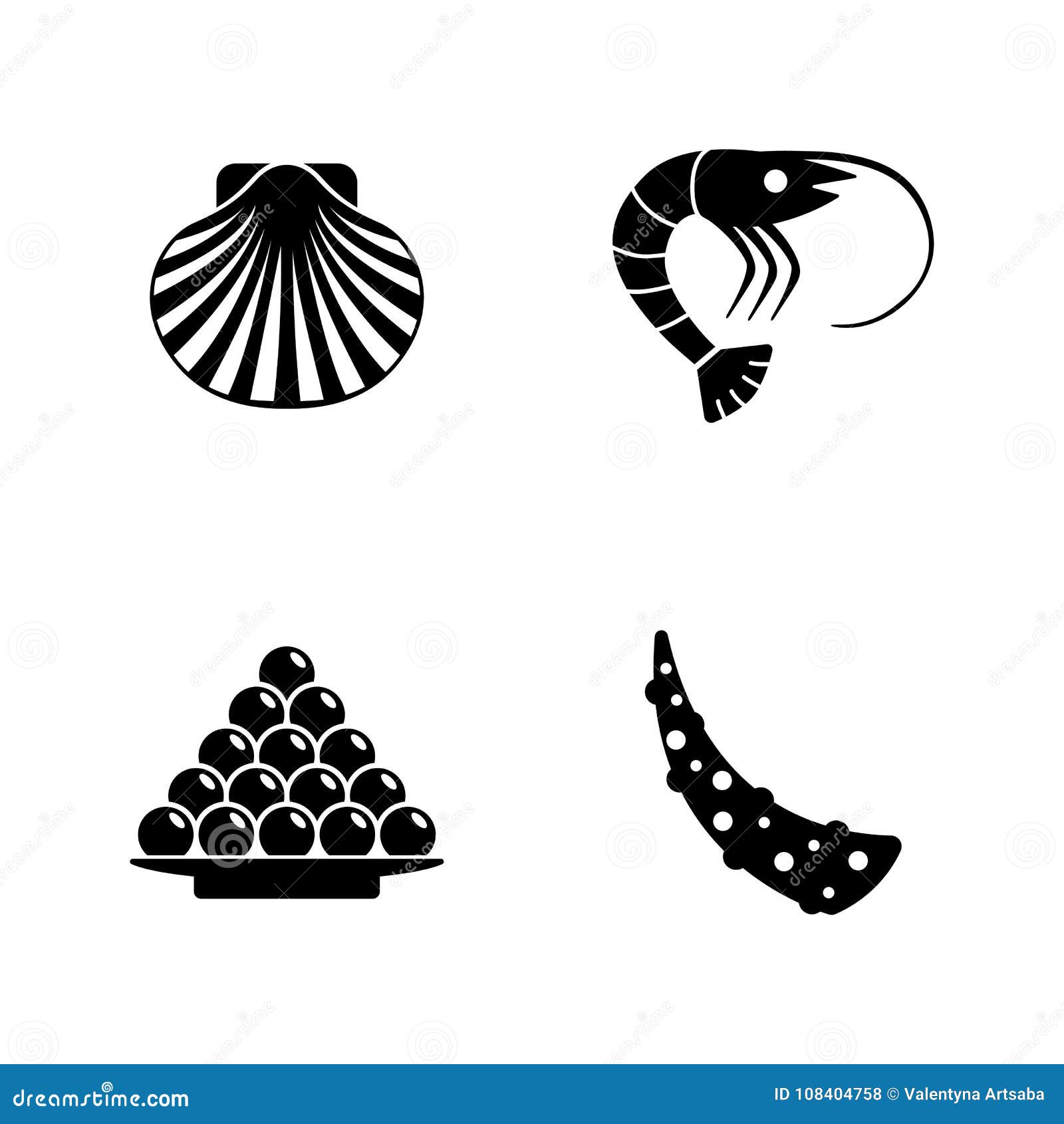 Mariscos Iconos Relacionados Simples Del Vector Ilustración del Vector ...