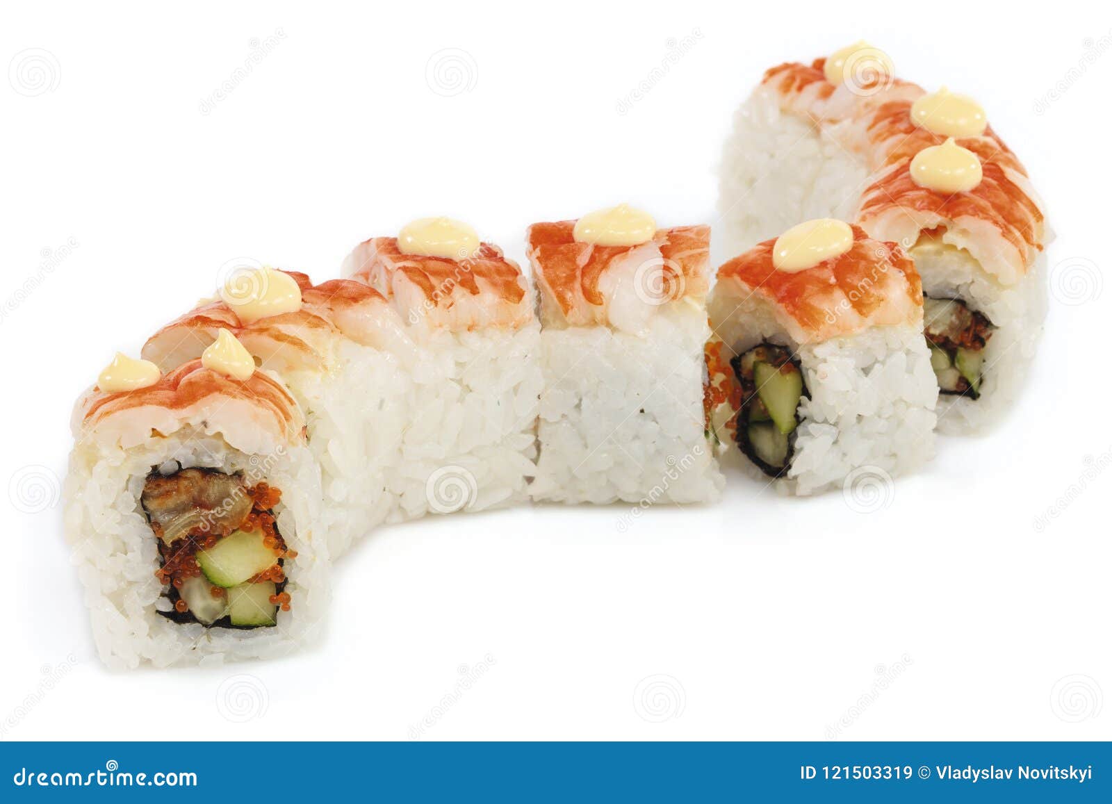 Mariscos - rollos aislados imagen de archivo. Imagen de cena - 121503319