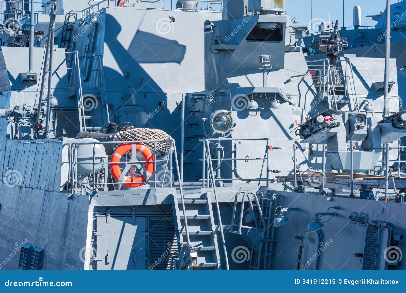Maritime Background, Fragment of a Modern Ship, Various Equipment on ...