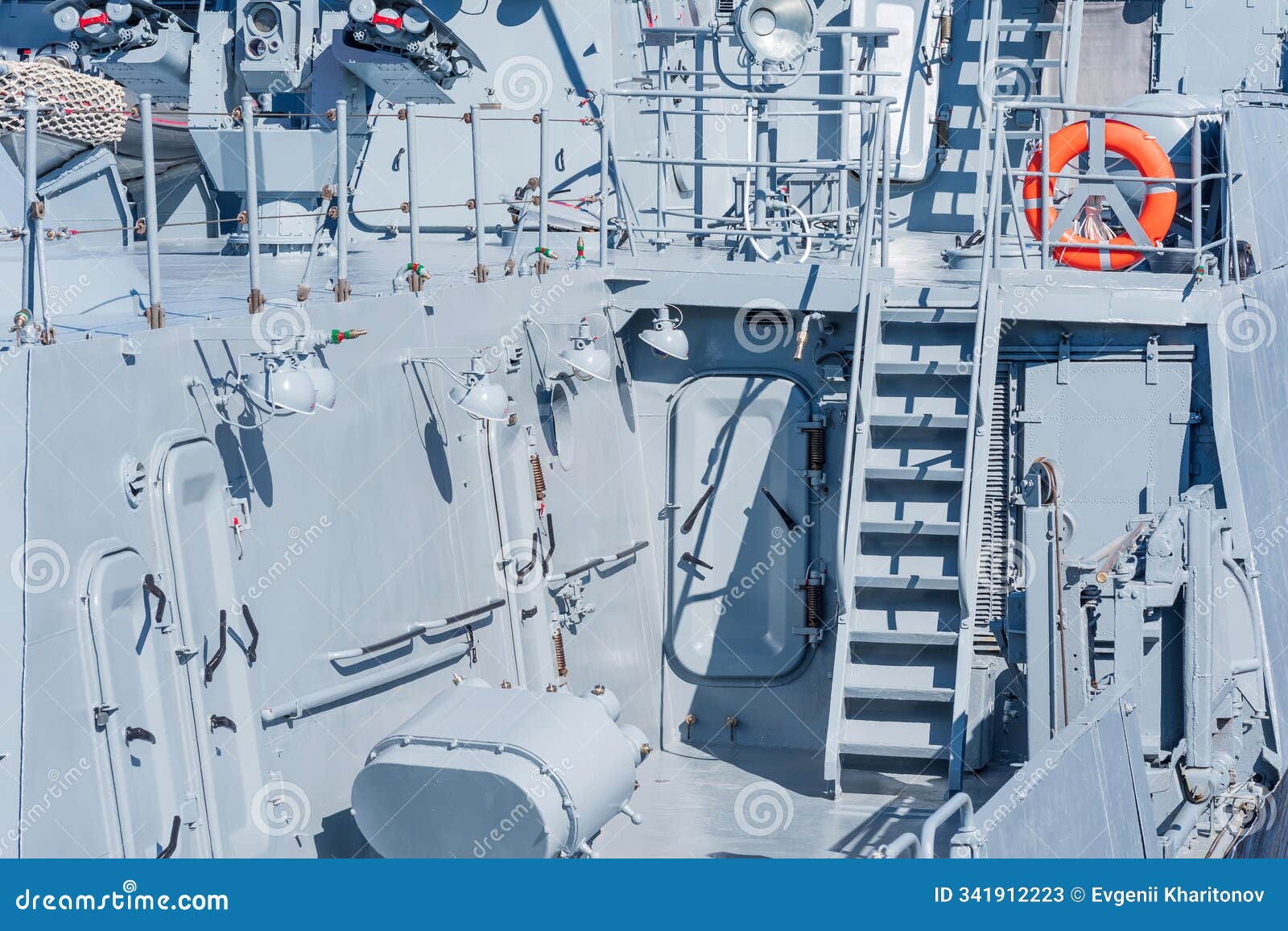 Maritime Background, Fragment of a Modern Ship, Various Equipment on ...