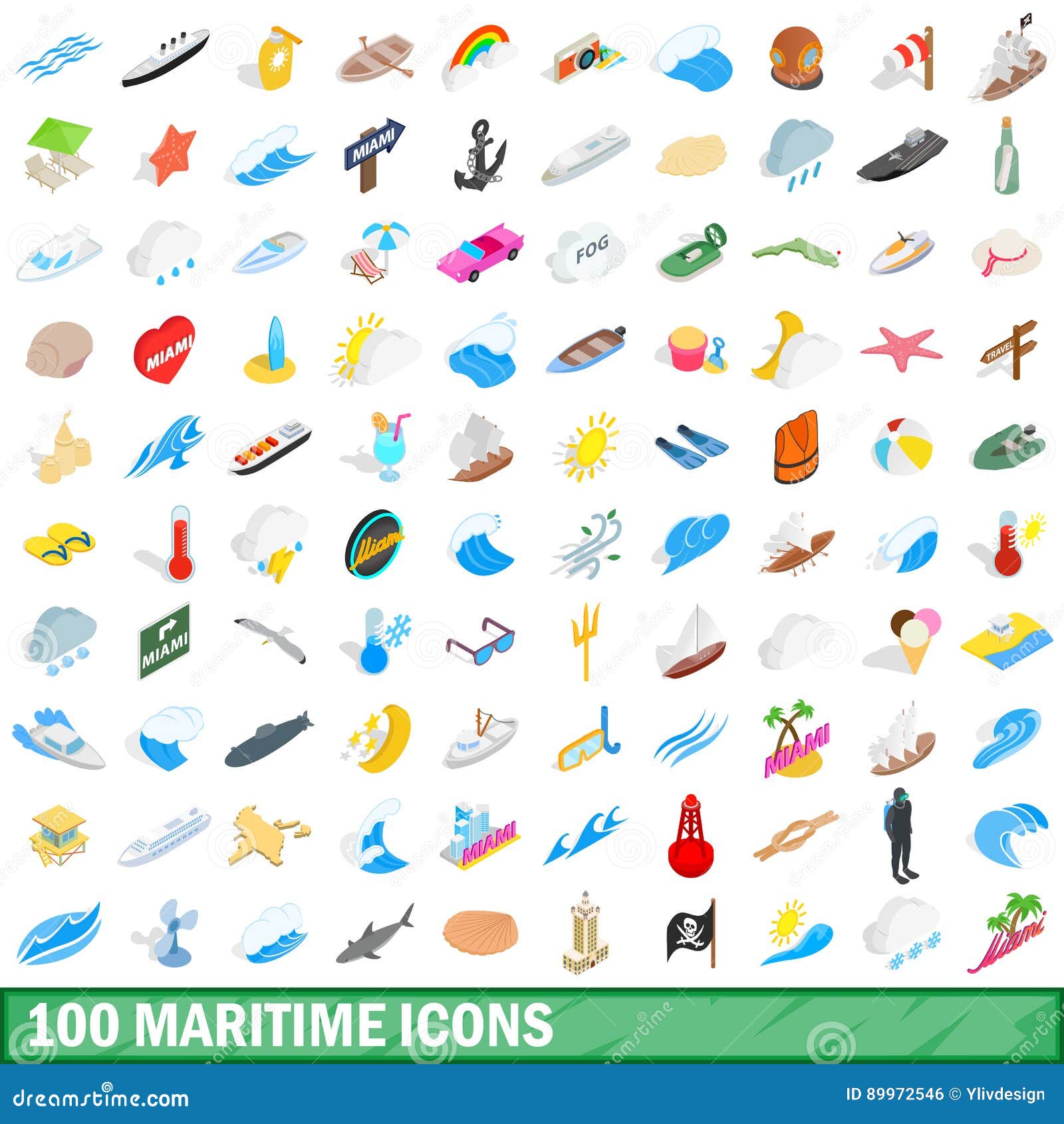 100 Maritime Icons Set, Isometric 3d Style Stock Vector - Illustration ...
